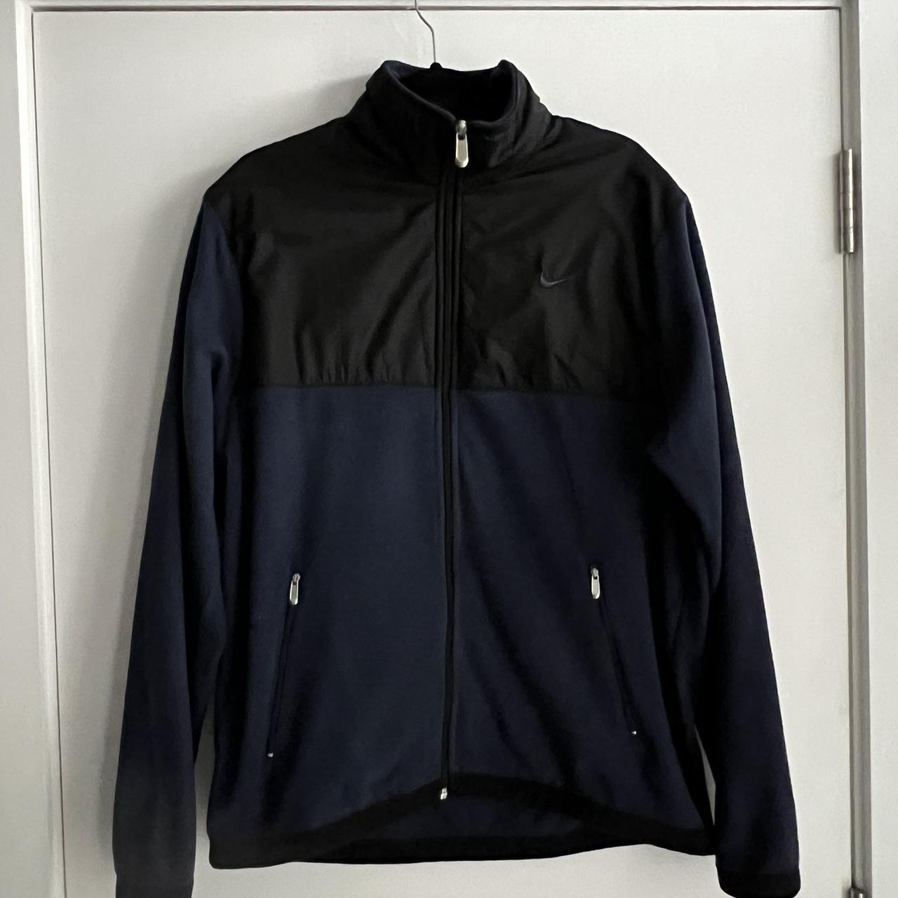 Dark Blue and black Nike zip up fleece. -Size... - Depop