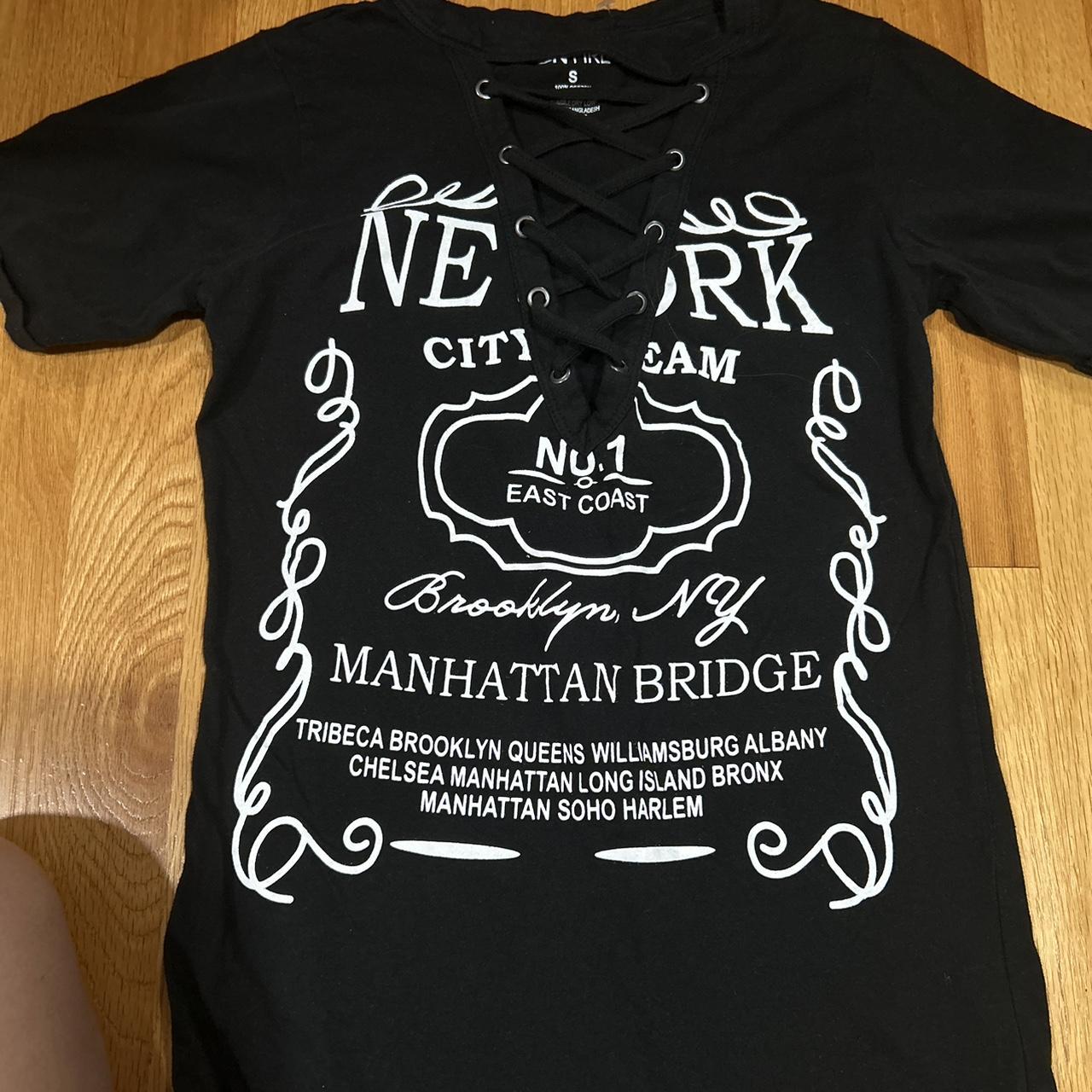 Black & white lace up New York City top #y2k | Depop