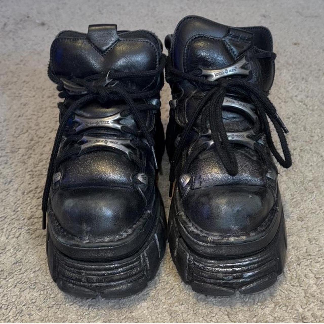 authentic black New Rock 106 boots with silver spray... | Depop