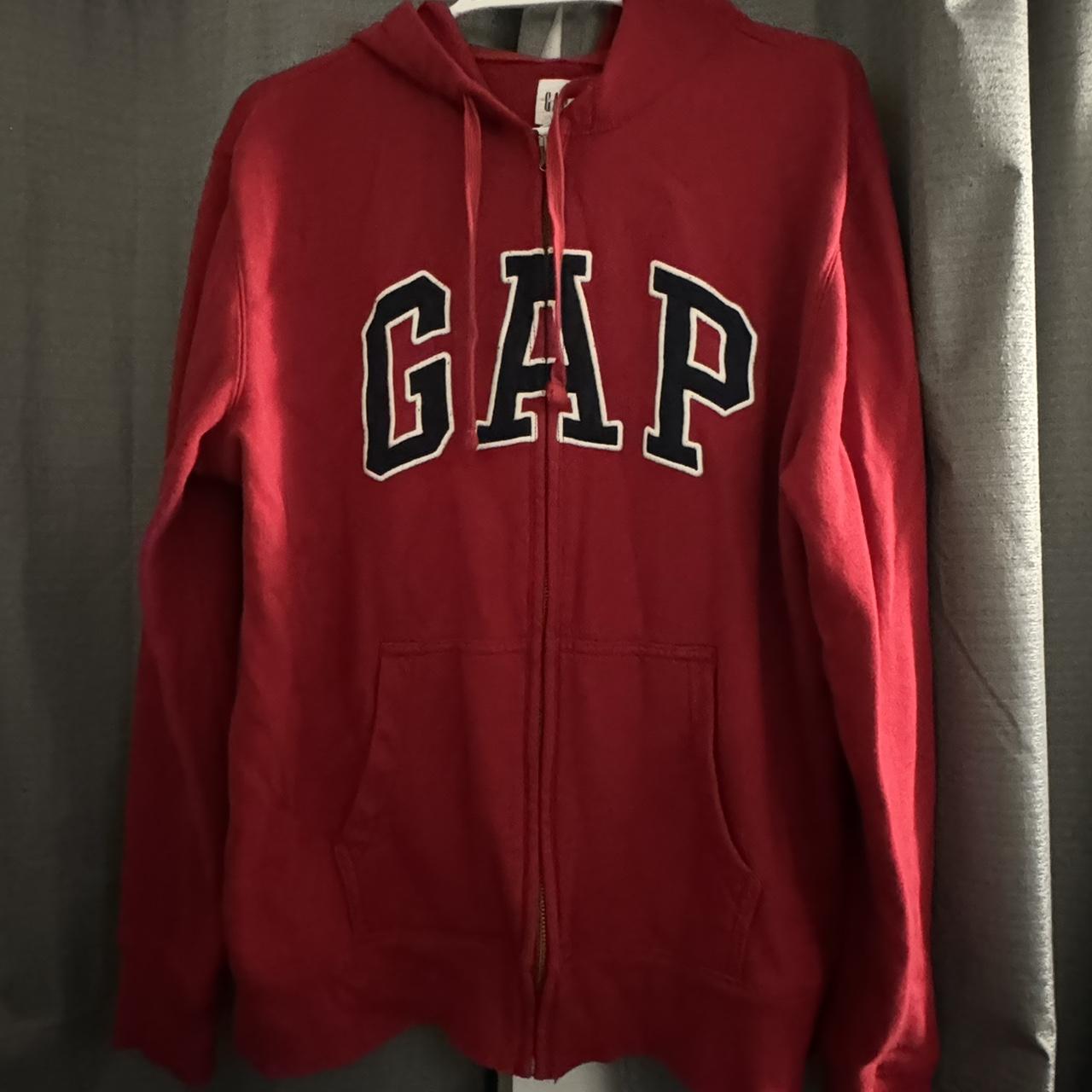 Red Gap Zip Up Hoodie Size Large #gap #streetwear... - Depop