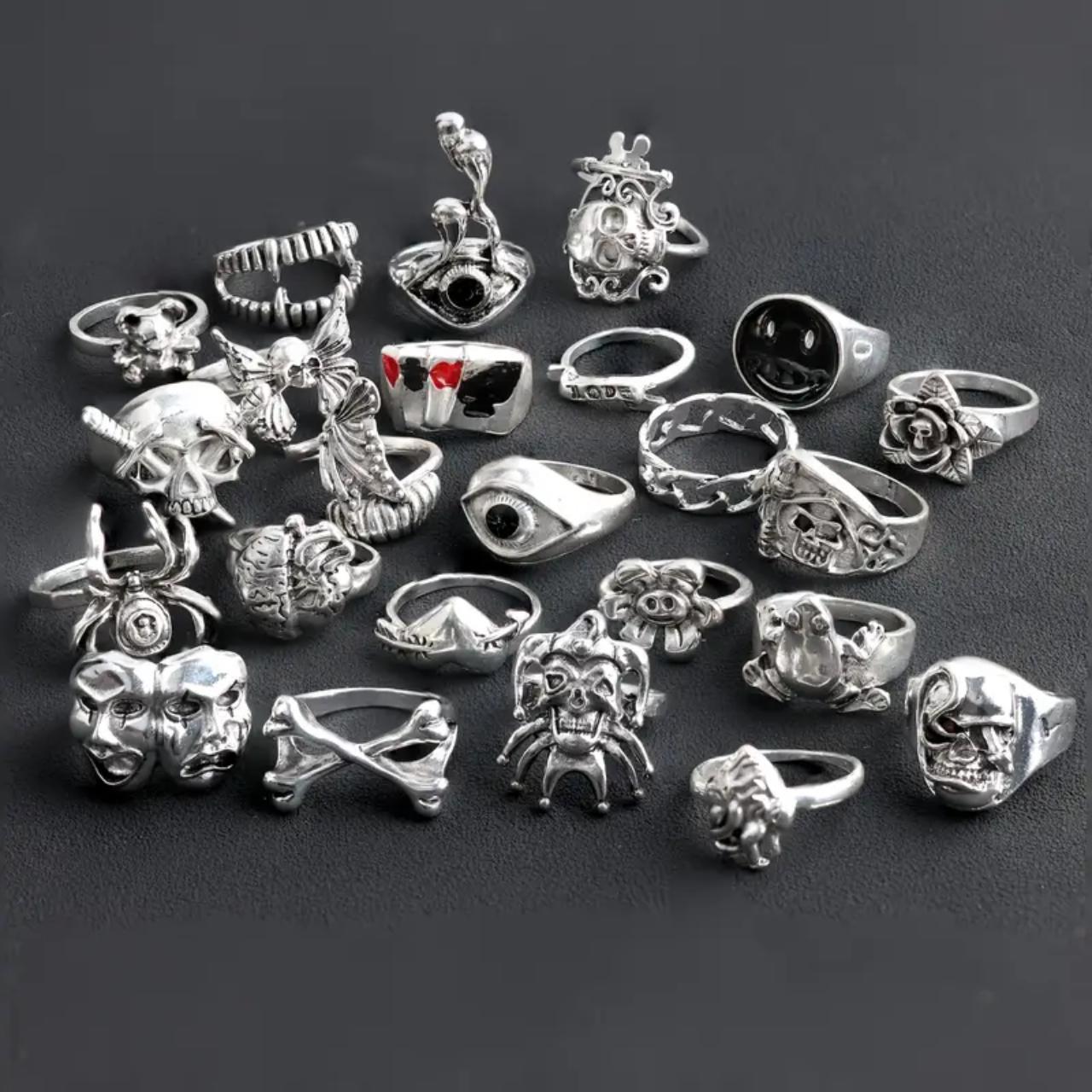 Y2k Jewelry Collection 24 rings per pack Stainless... - Depop