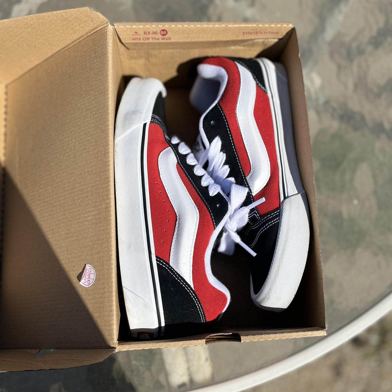 Vans Knu Skool Red/True White Size 9 Mens 8.5/10... - Depop