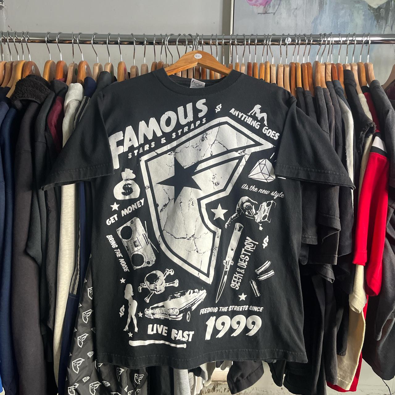 Early 2000’s y2k Famous Stars and Stripes black... | Depop