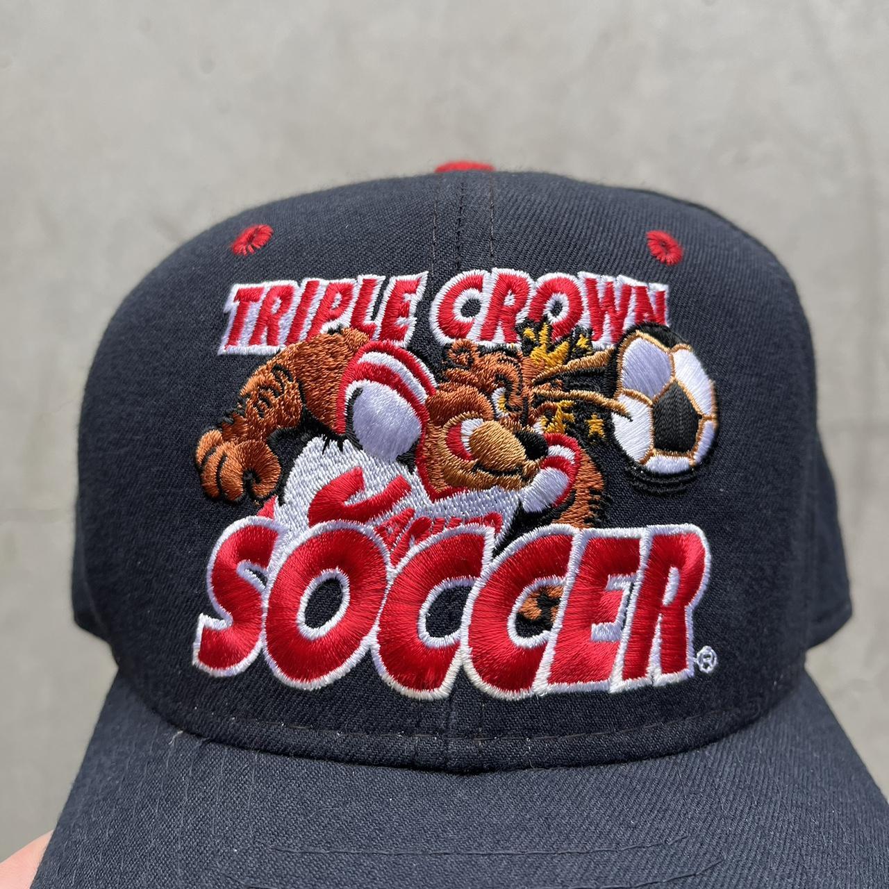 vintage triple crown soccer snapback med/large... - Depop