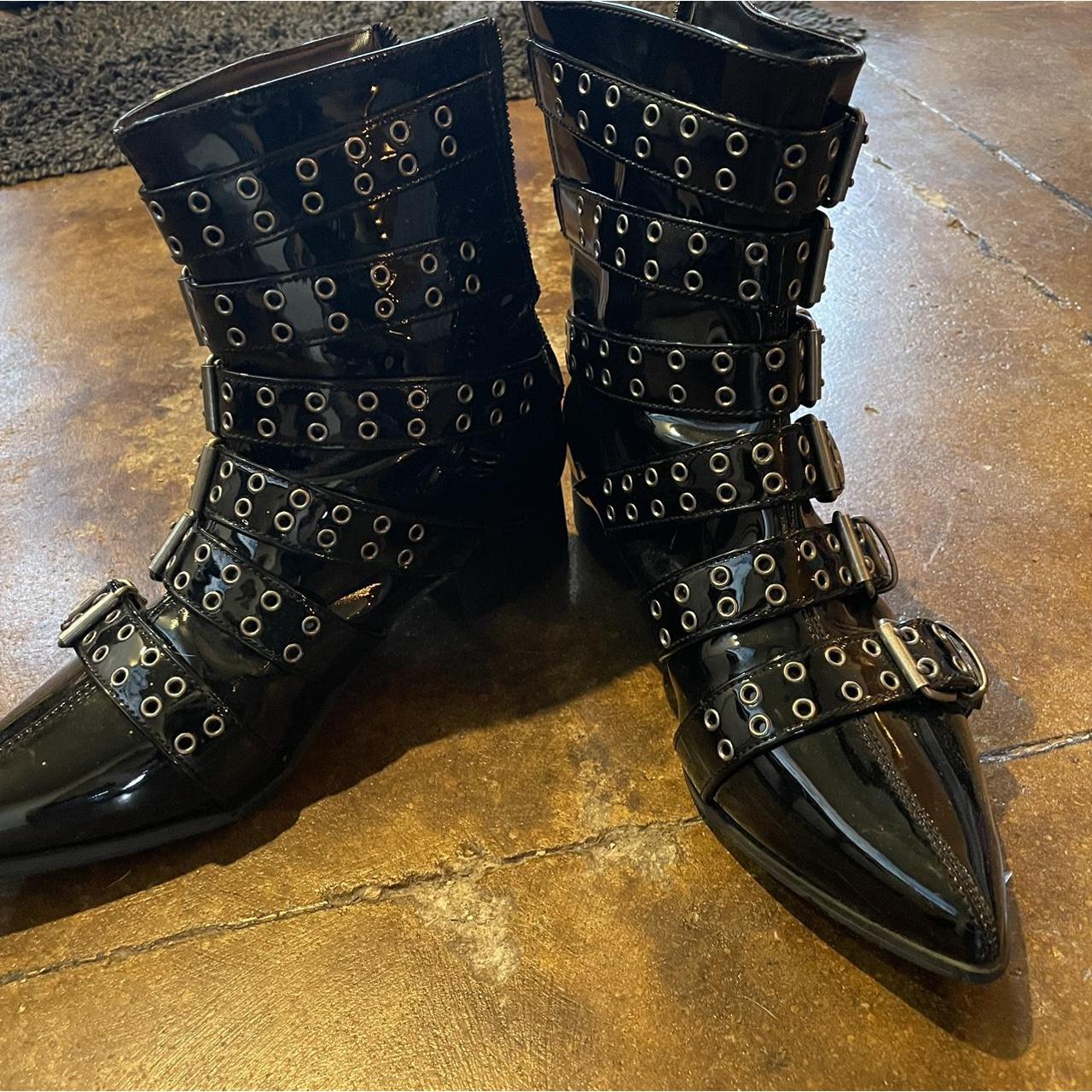 Black pointy boots from Demonia. Used a couple times... - Depop