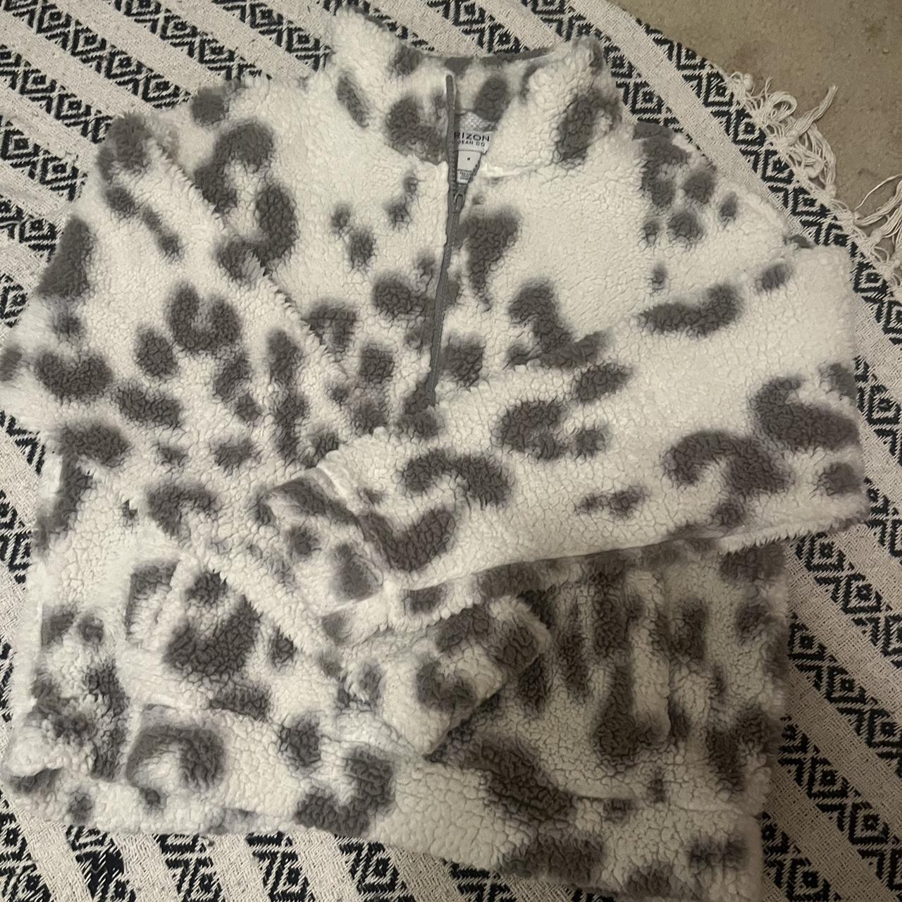 white leopard print jacket - Depop