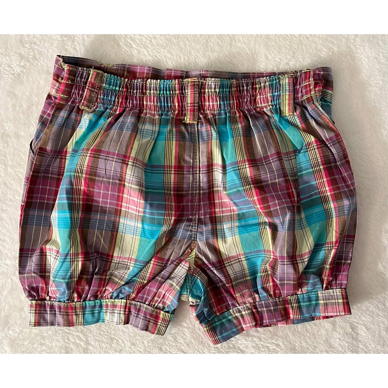 Baby Togs plaid bloomer shorts Pink/Teal/Green Two... - Depop