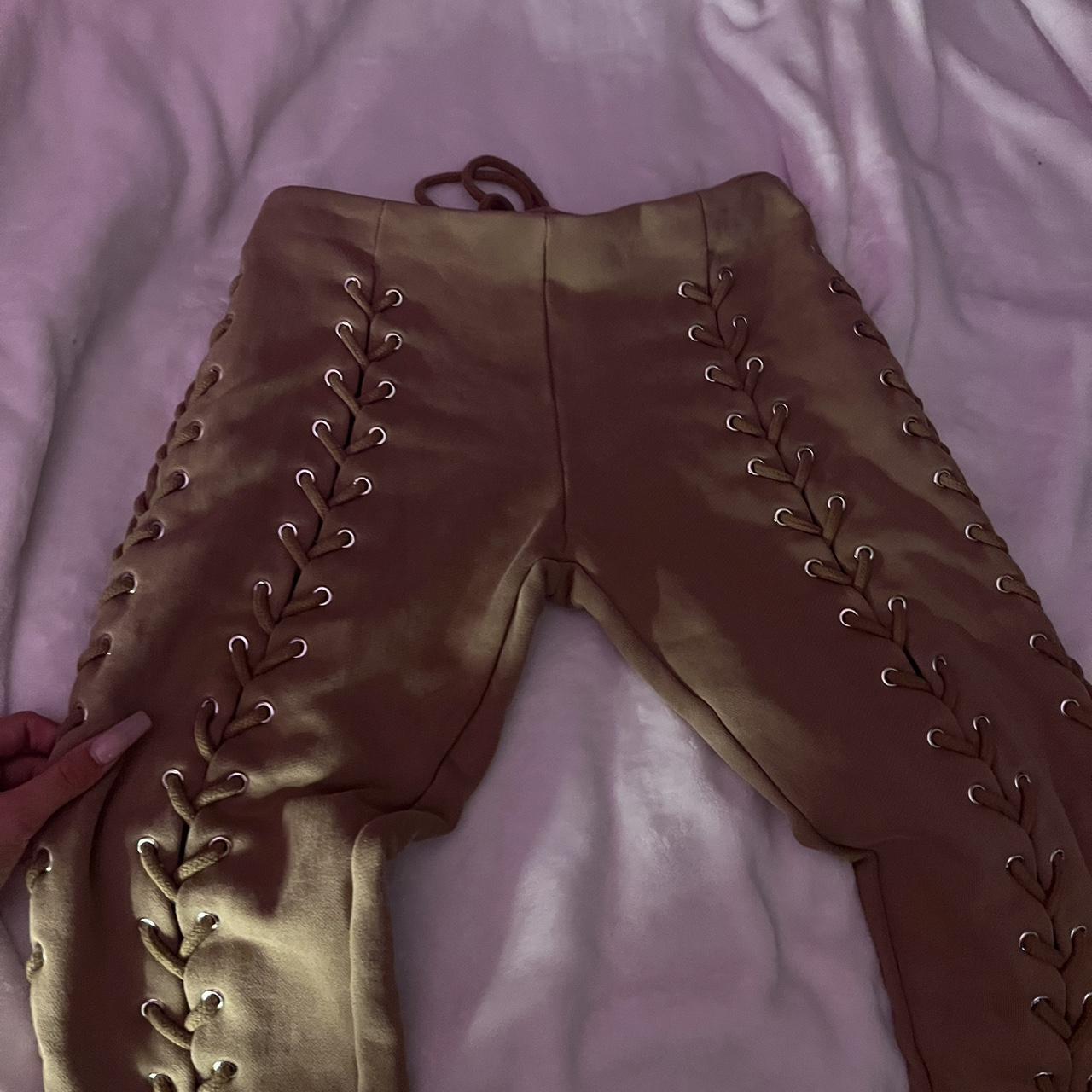 HIDDEN CULT lace up pants in beige discontinued - Depop