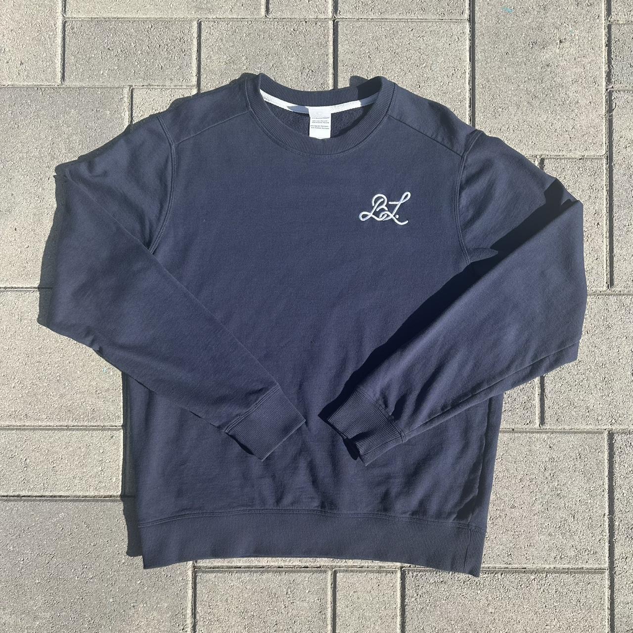 blue sweater with cursive writing Size medium,... | Depop