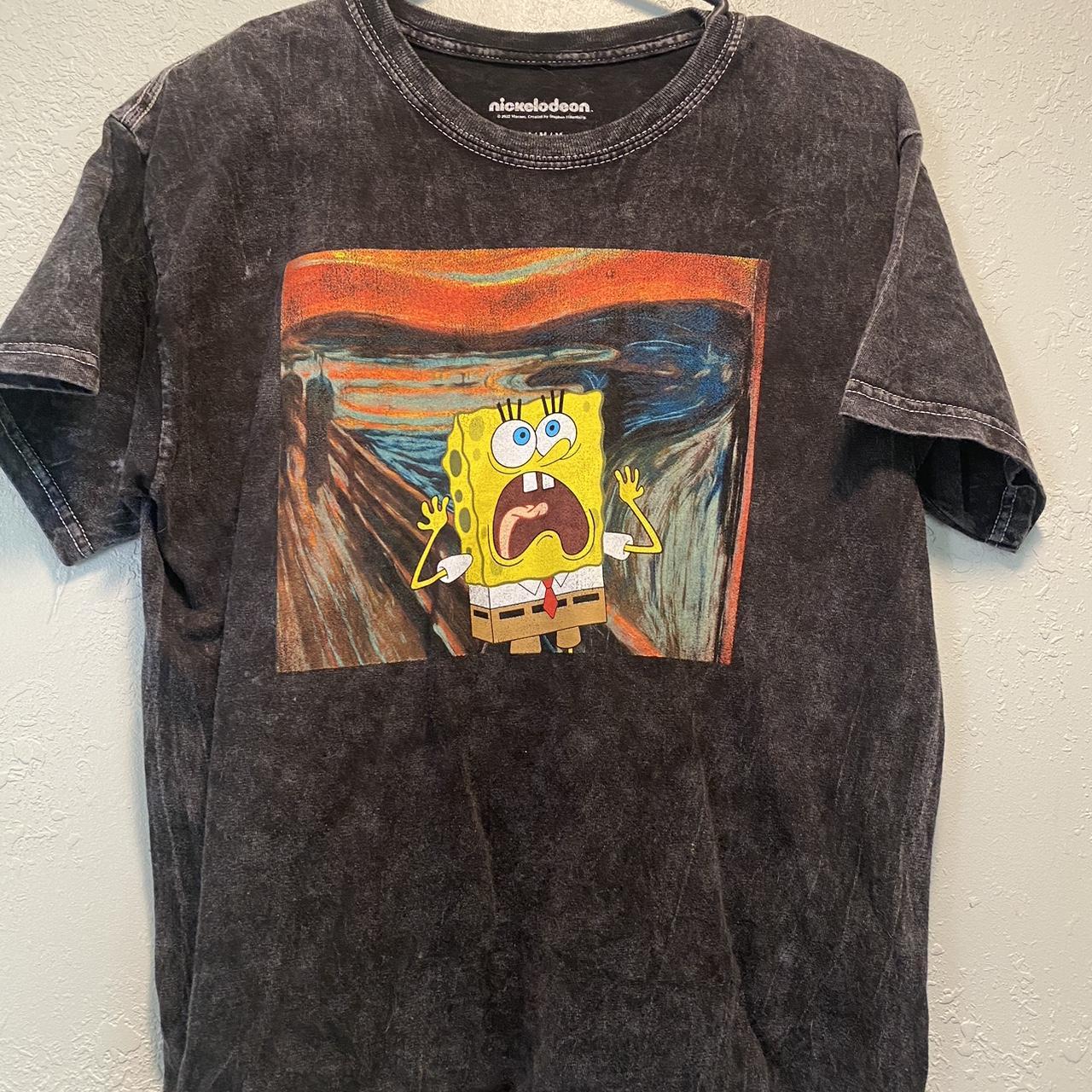 marble black and white spongebob famous painting... - Depop
