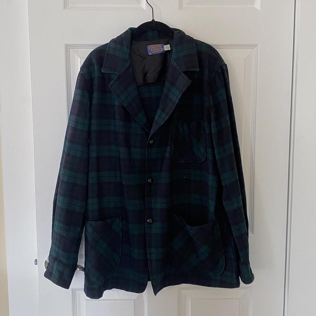 Pendleton Men's Green and Navy Jacket | Depop