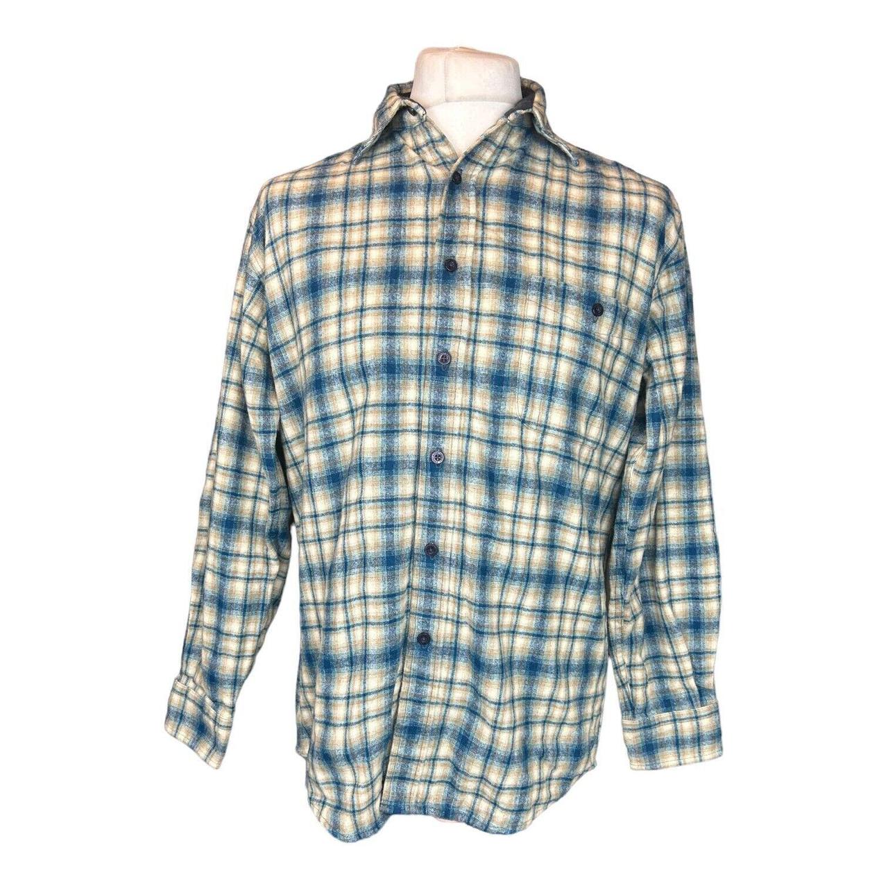 Pendleton Flannel Trail Shirt Size M Blue/Cream... - Depop