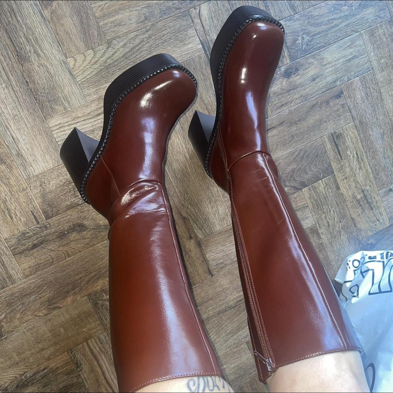 Call it spring Size 4 platform brown go go boot knee... - Depop