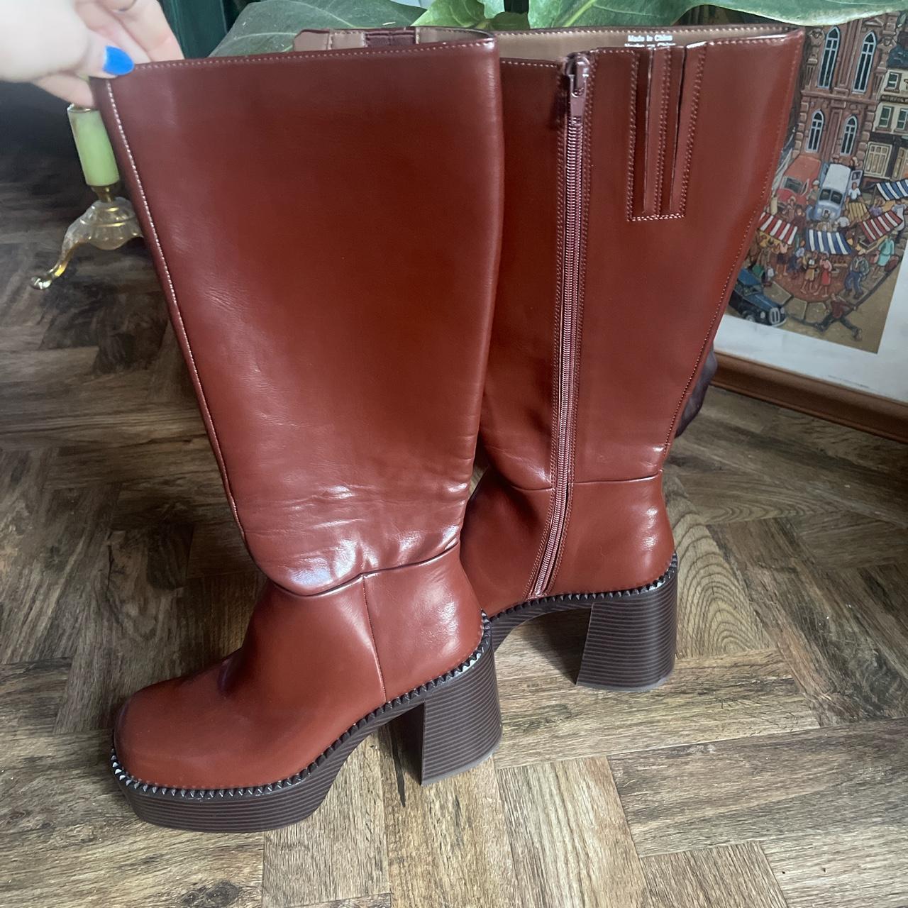 Call it spring Size 4 platform brown go go boot knee... - Depop