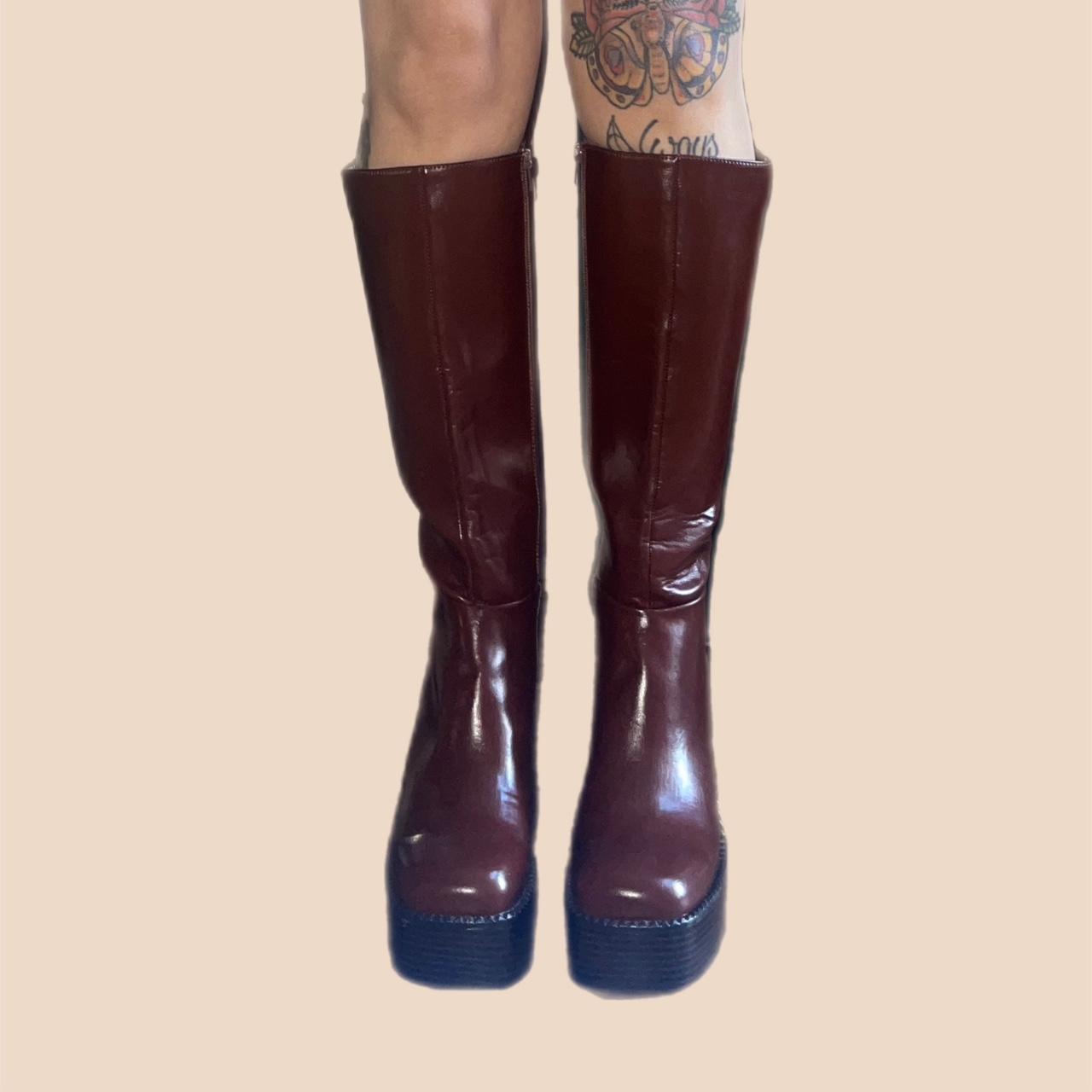 Call it spring Size 4 platform brown go go boot knee... - Depop