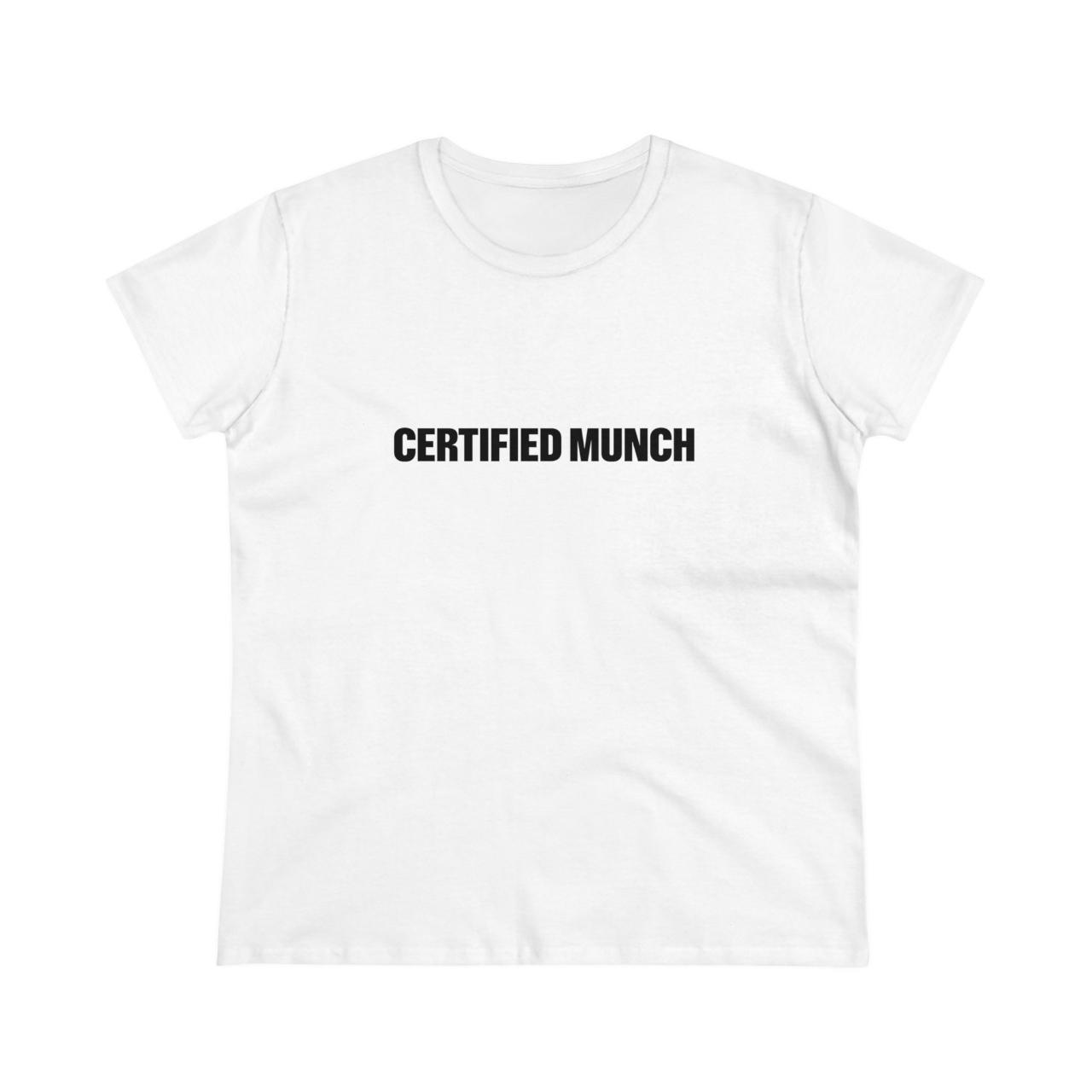 'CERTIFIED MUNCH' cute slim fit y2k-vibe tee shirt... | Depop