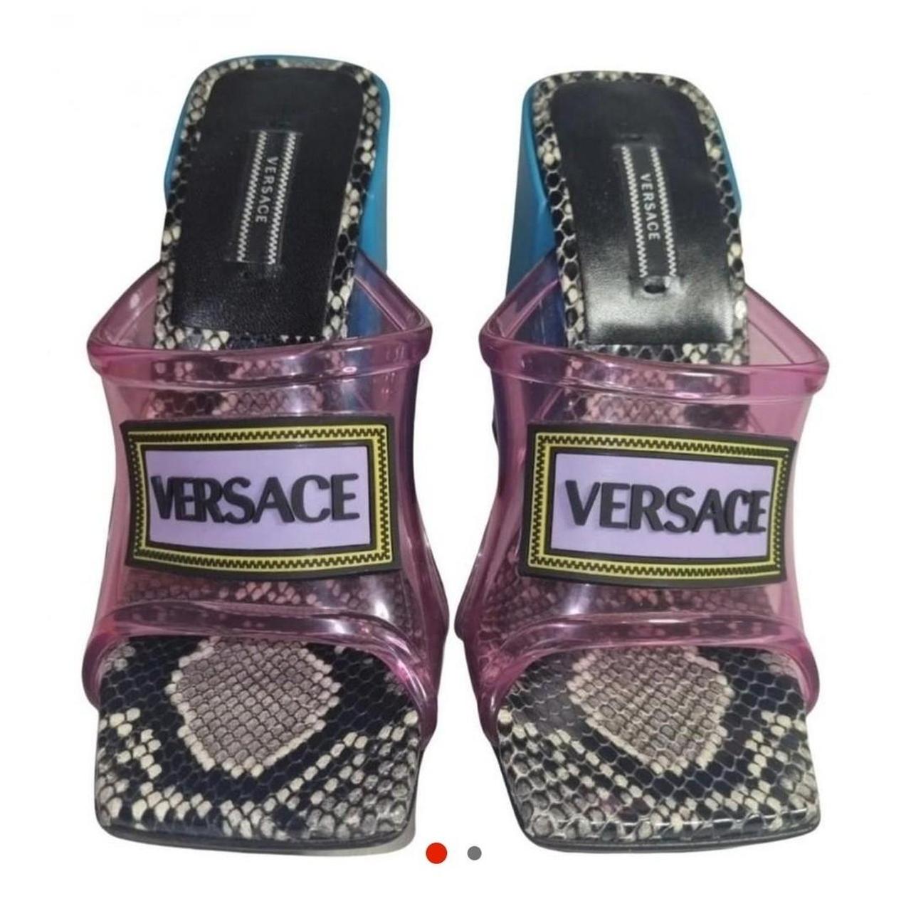 Fun Versace chunky mule pumps. Size 37.5. Comes in a... - Depop