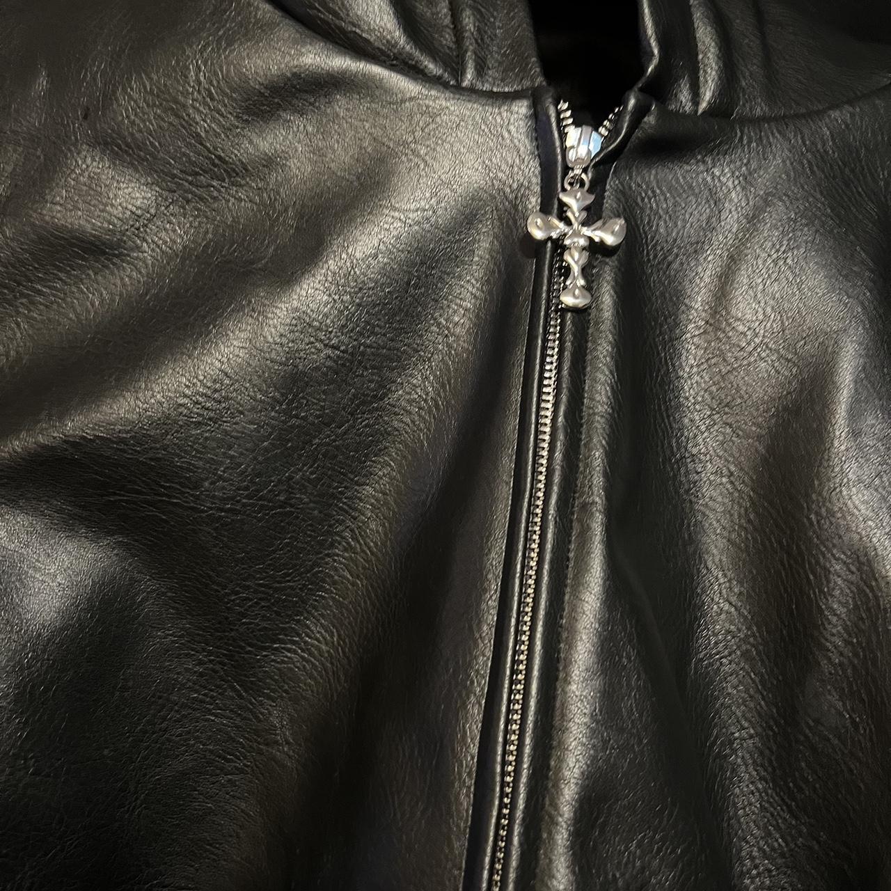 Leather jacket cursed size L fire jacket!!!! New... - Depop