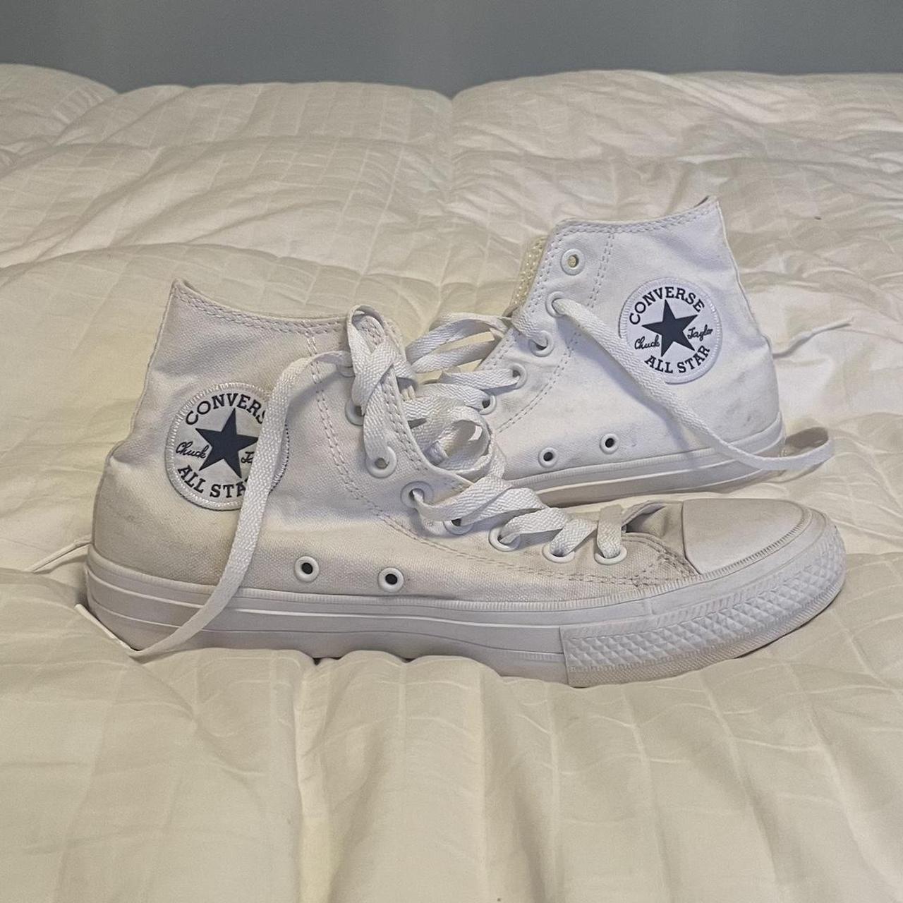 PRICE NEGOTIABLE White high top converse! In great... - Depop