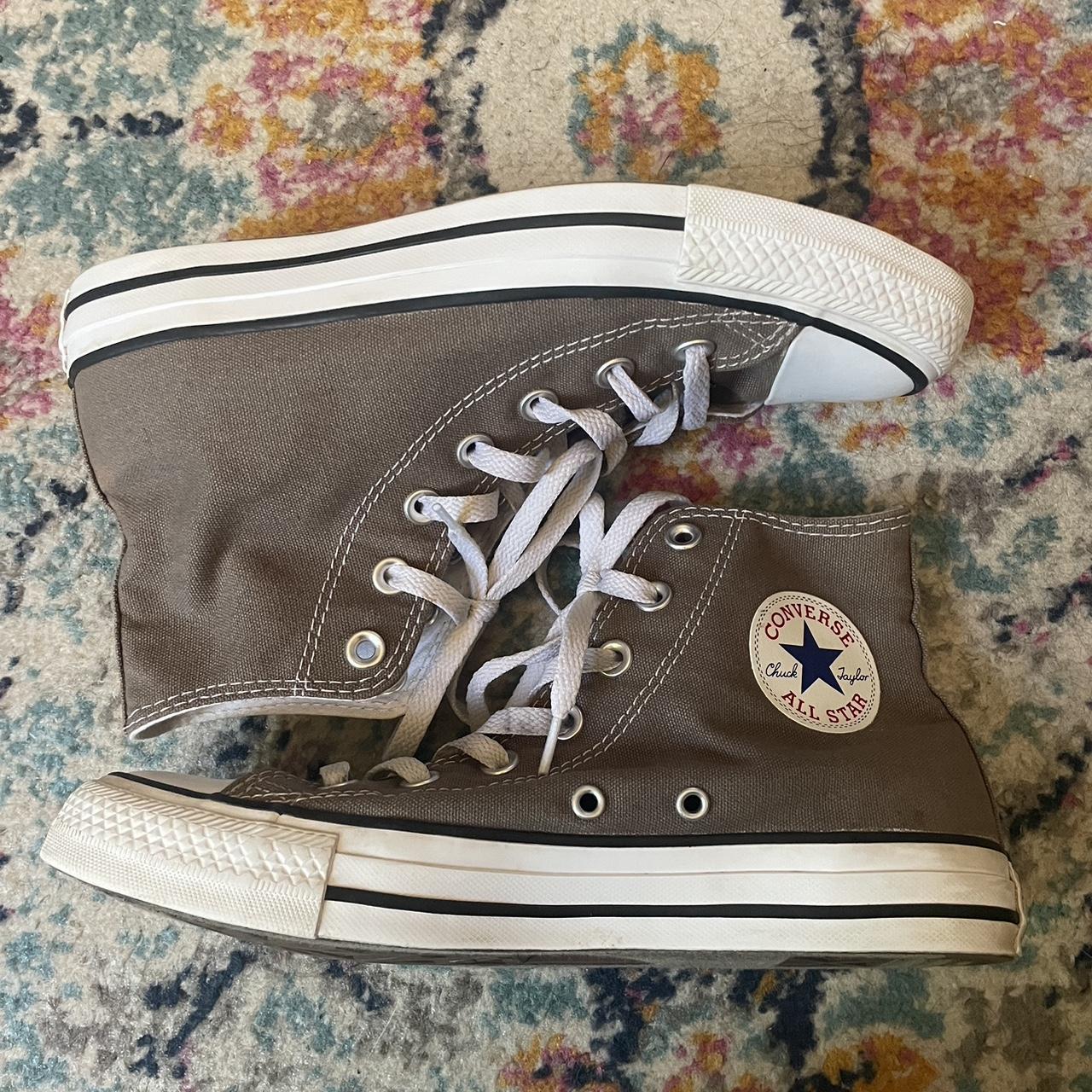 Grey high top converse all stars! Only worn a... - Depop