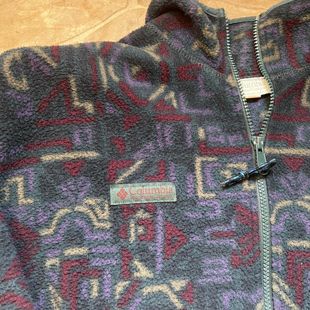 Vintage 90s Aztec Beautiful Pattern Columbia Fleece,... - Depop