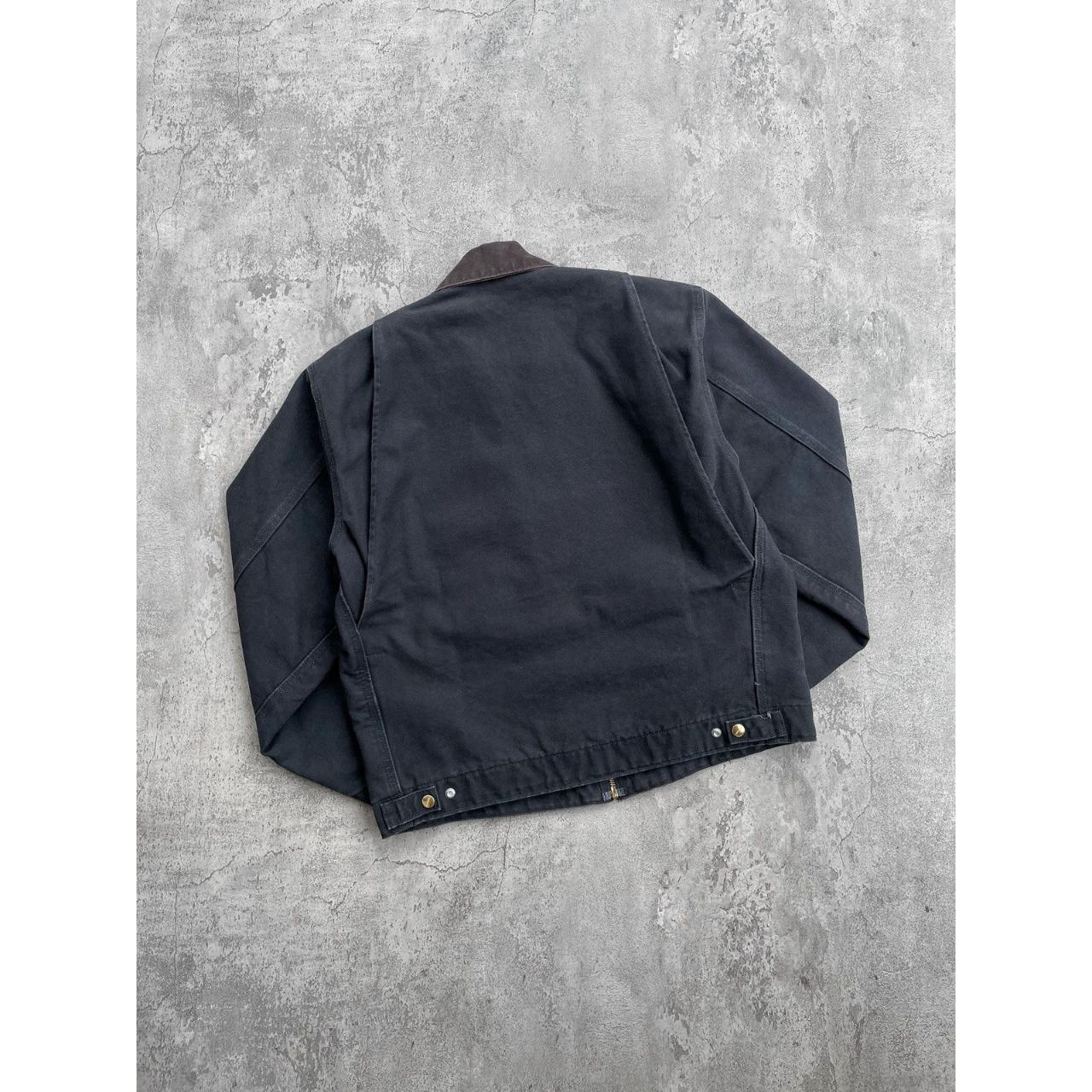 Vintage Carhartt Detroit Jacket J97 BLK Crazy Faded... - Depop