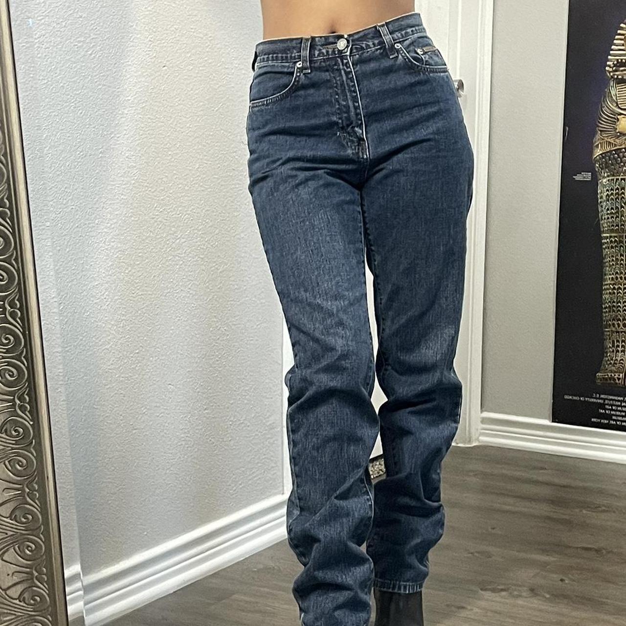 Calvin Klein high waisted blue denim jeans with... - Depop