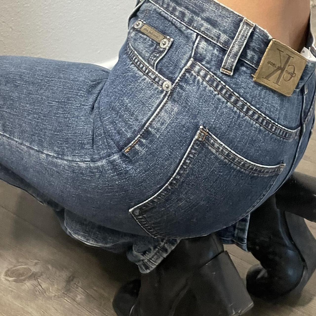 Calvin Klein high waisted blue denim jeans with... - Depop