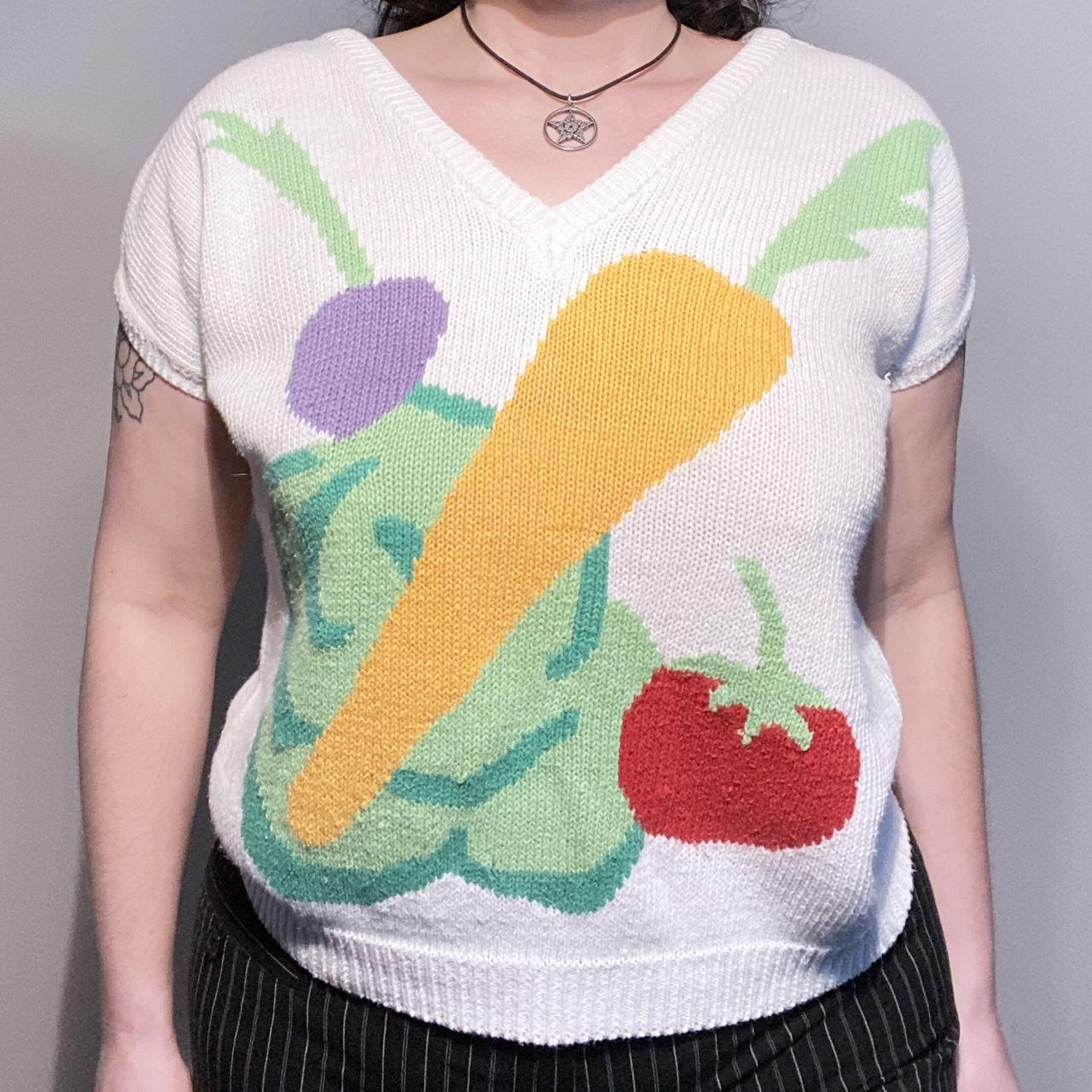 Vintage 80s Jordache Vegetable Graphic Funky Sweater... - Depop