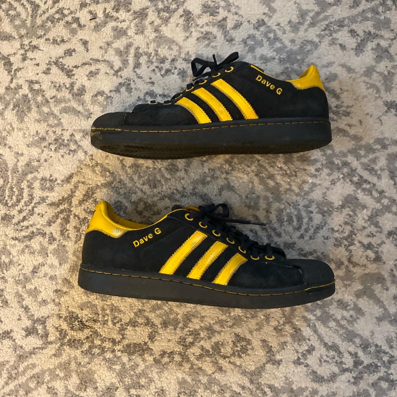 Black and yellow Addias super stars from the early... - Depop