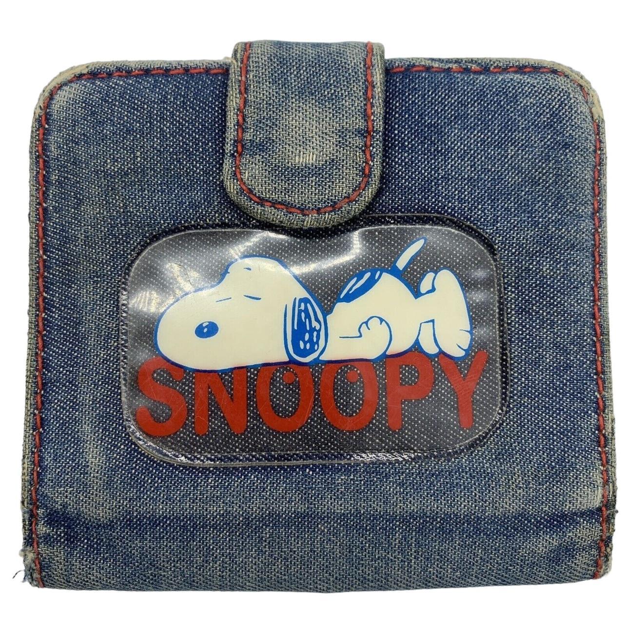 Vintage Snoopy Peanuts Wallet Billfold Blue Denim... - Depop