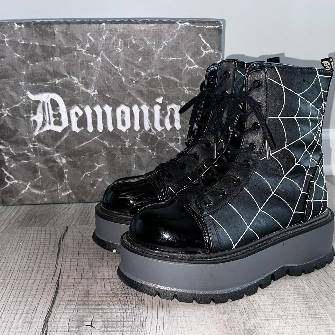 Demonia Spiderweb boots Size 7 #demonia #platform... - Depop