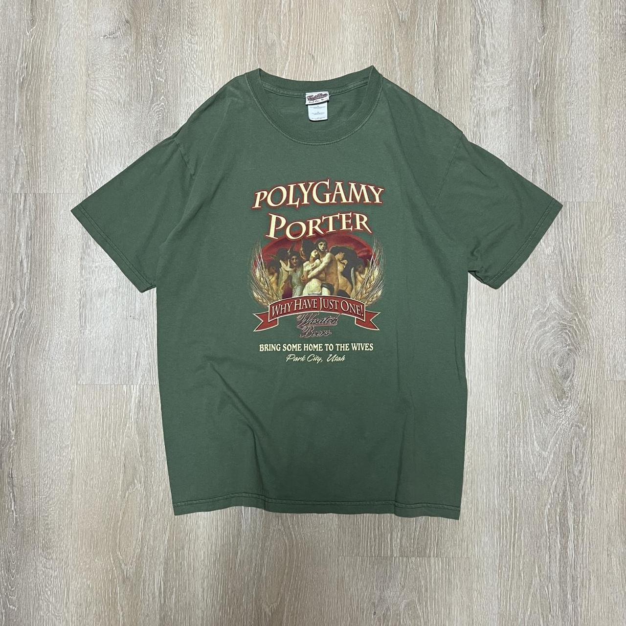 vintage 2000s green polygamy porter graphic... | Depop