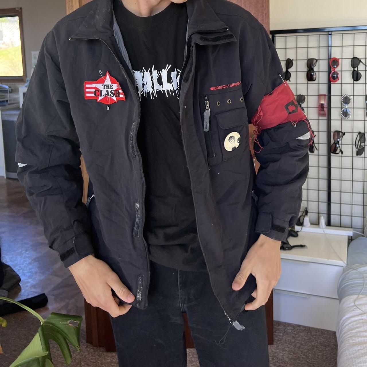 details: ☯︎ Black grunge punk style Jacket with... - Depop