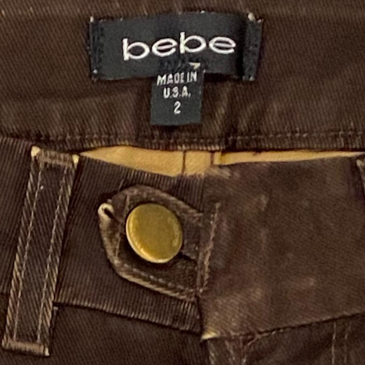 Vintage 90s / Y2k Low Rise Bebe Micro Corduroy Brown... - Depop