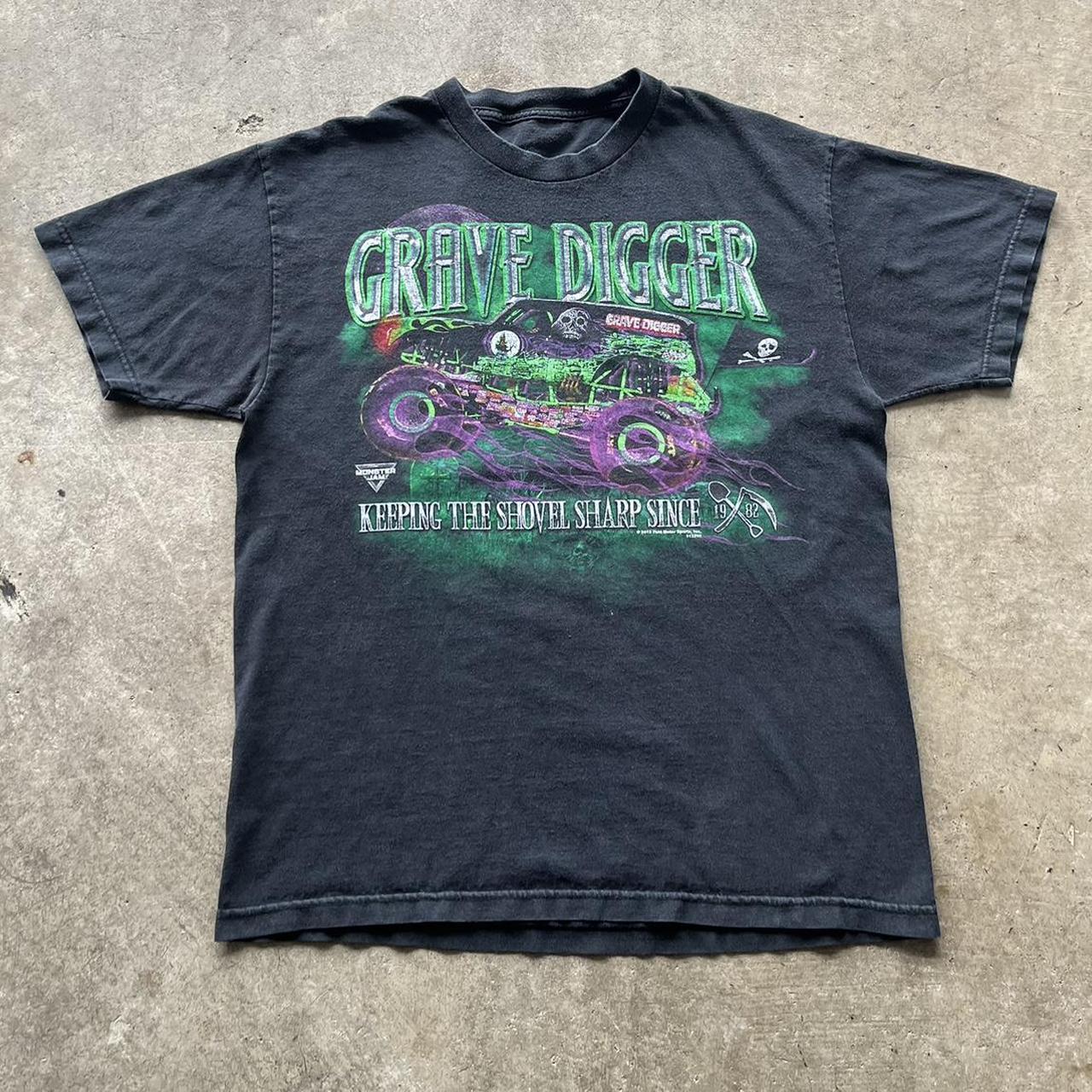 cyber y2k grave digger monster jam tee shirt... - Depop
