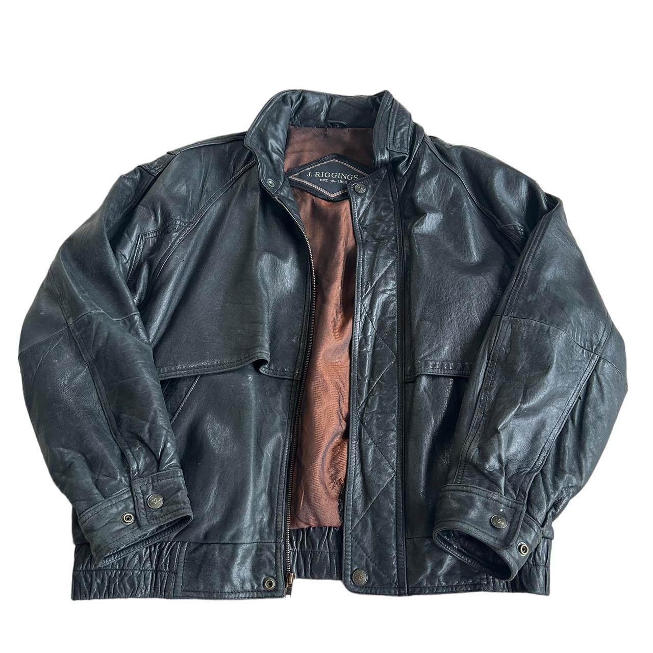 Vintage Leather Bomber Jacket Pilling on bottom... - Depop