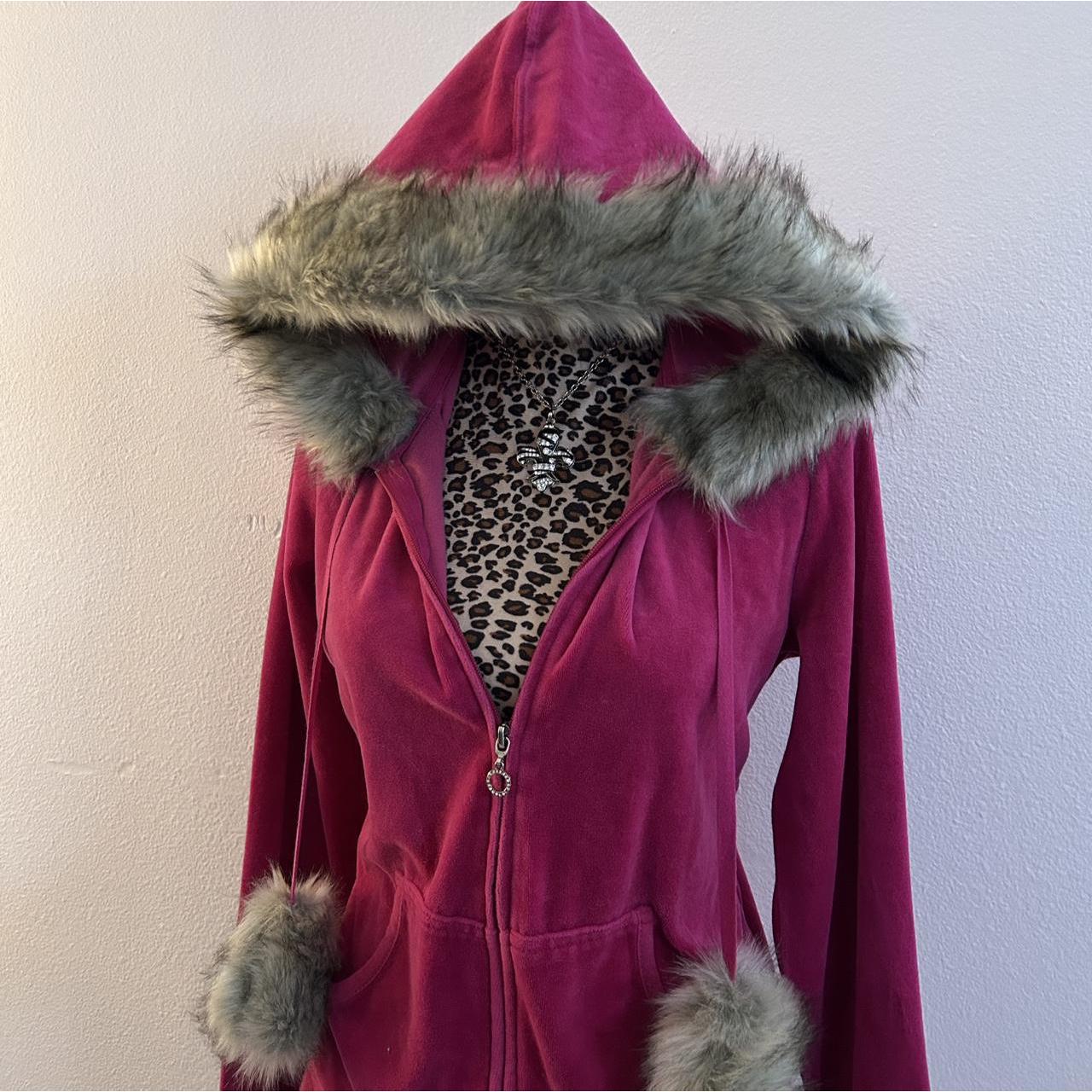 ⋆｡° ☠︎︎ fur trimmed zip-up hoodie ☠︎︎ °｡⋆˚⁺ reworked... - Depop