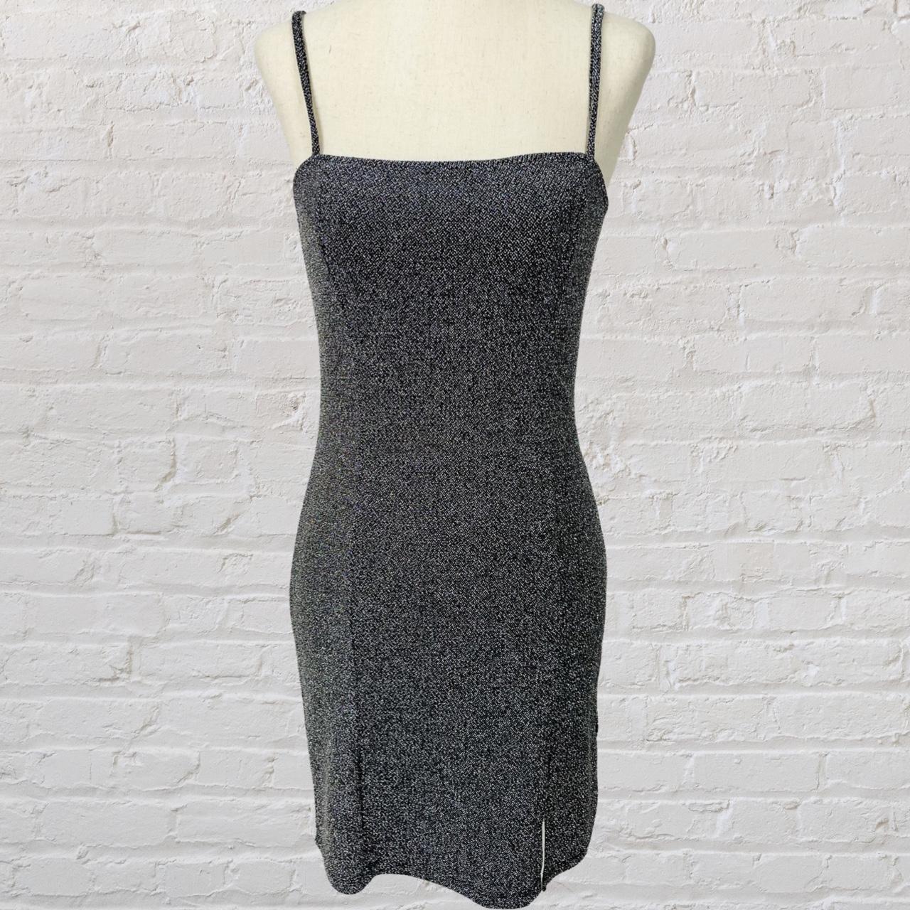 Metallic Sparkle Silver Thread /Gray Sheath Bodycon... - Depop