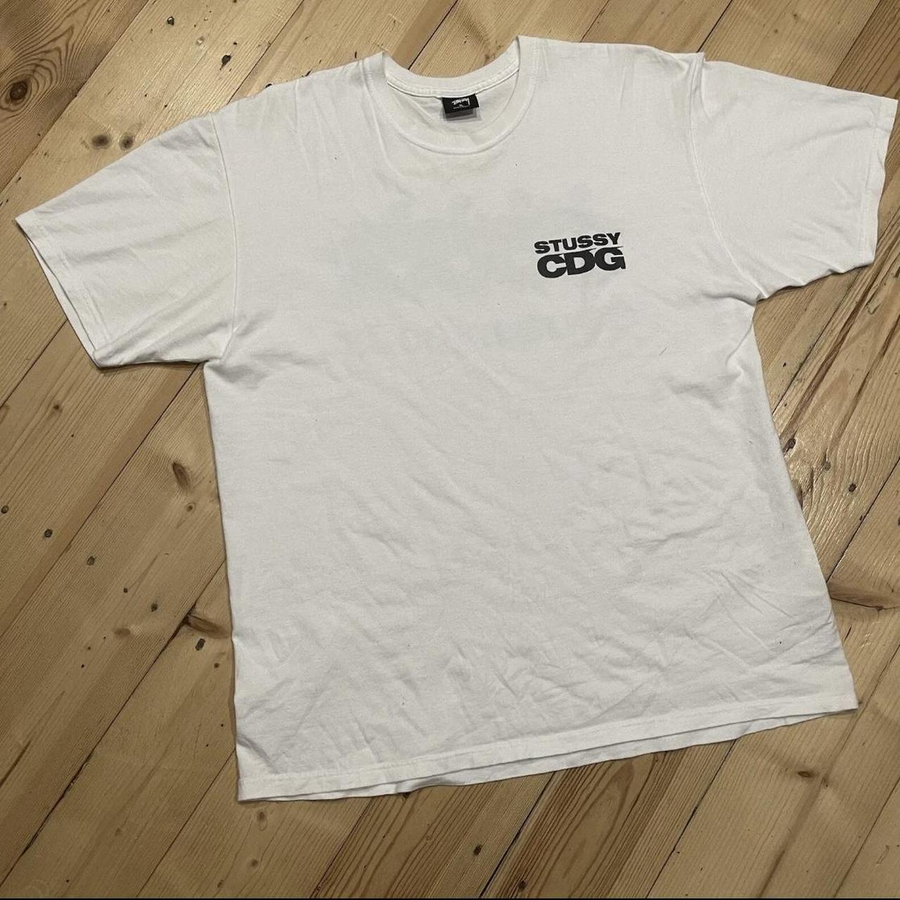 Stussy CDG white tee size XL. Super nice oversized... - Depop