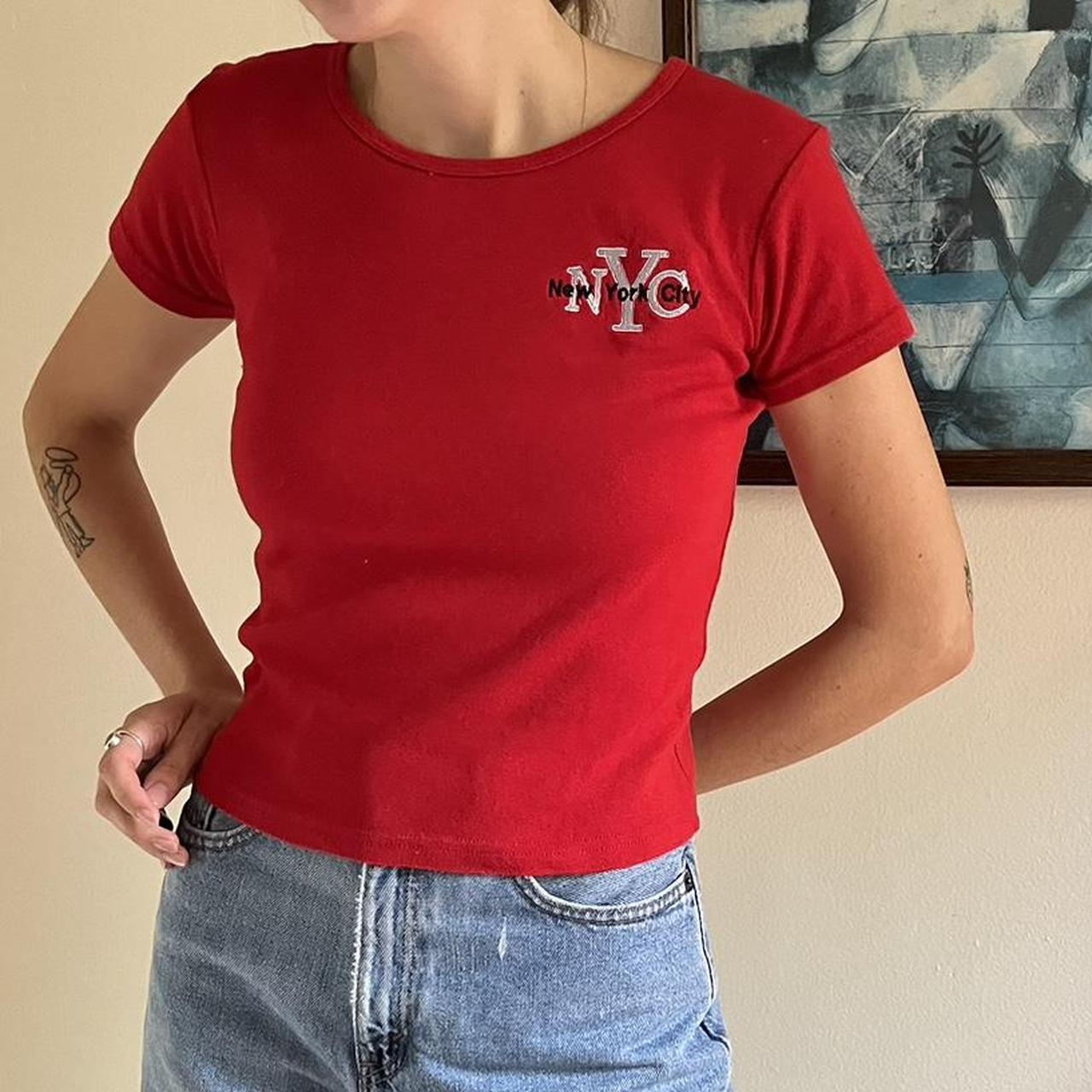 vintage 2000s new york city baby tee marked l, fits... - Depop
