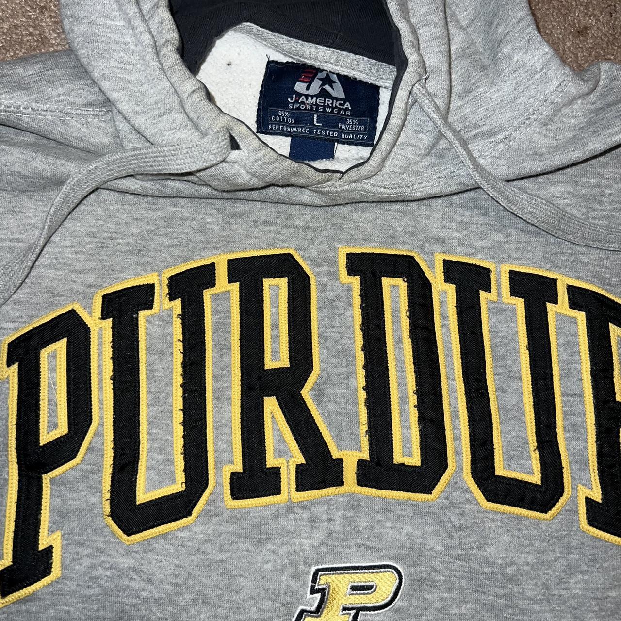 Purdue University Vintage Hoodie Large Grey and... - Depop