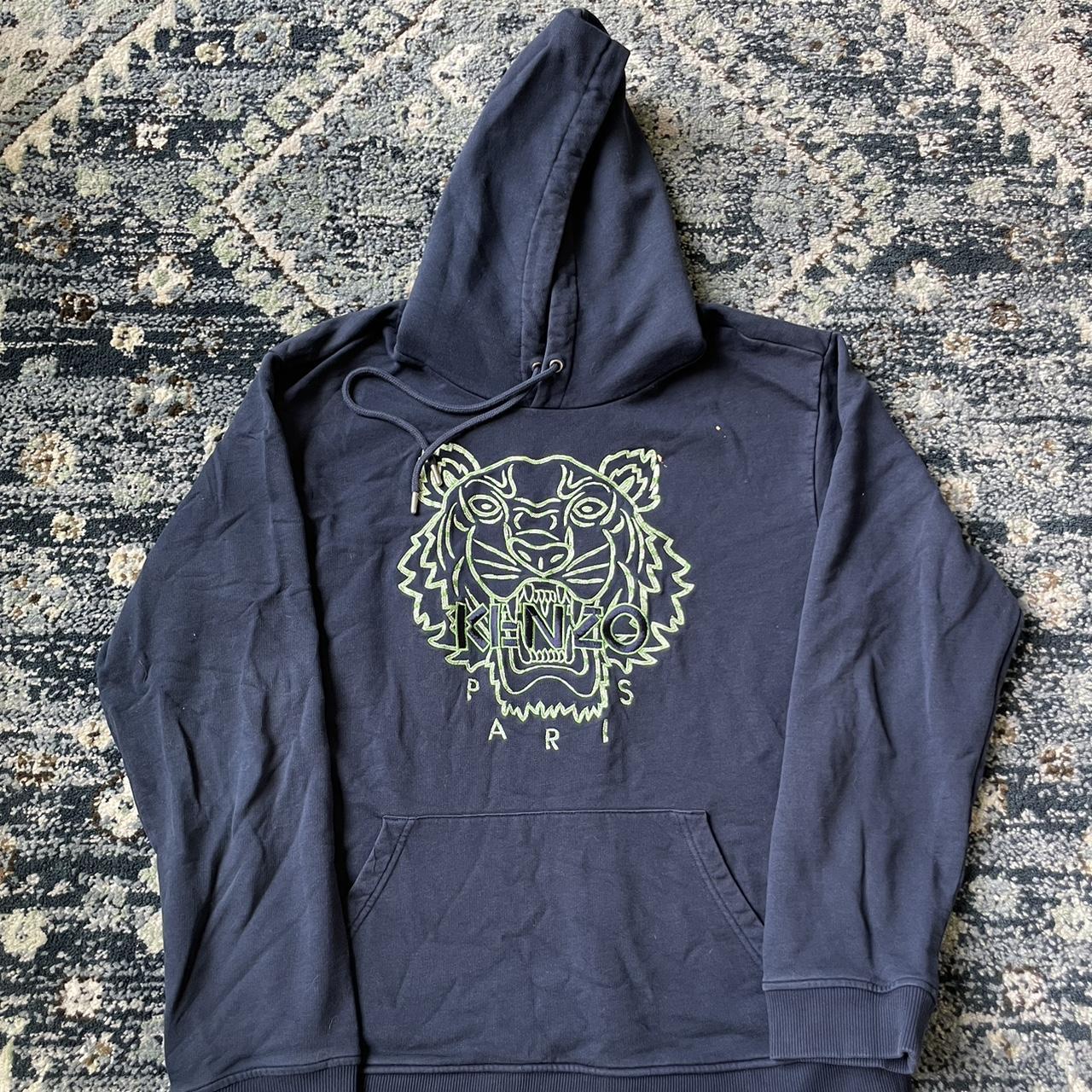 2000s Kenzo navy and green hoodie - Depop