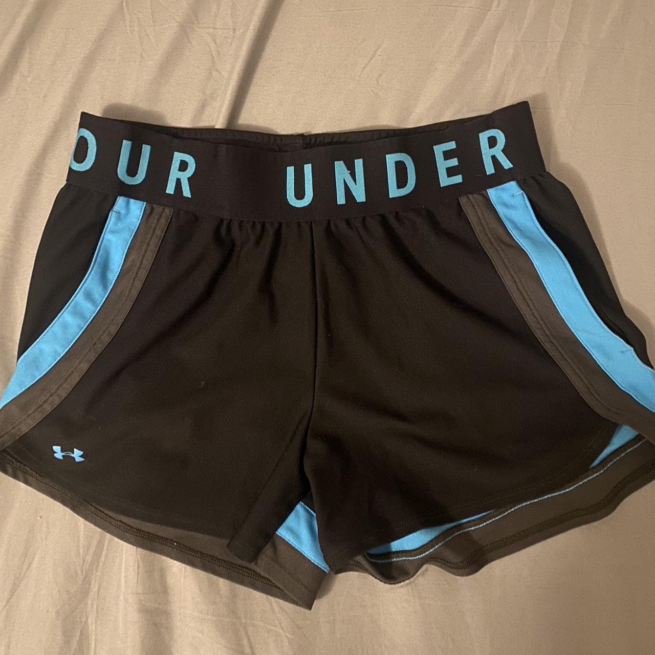 under armour blue and black athletic shorts good for... - Depop