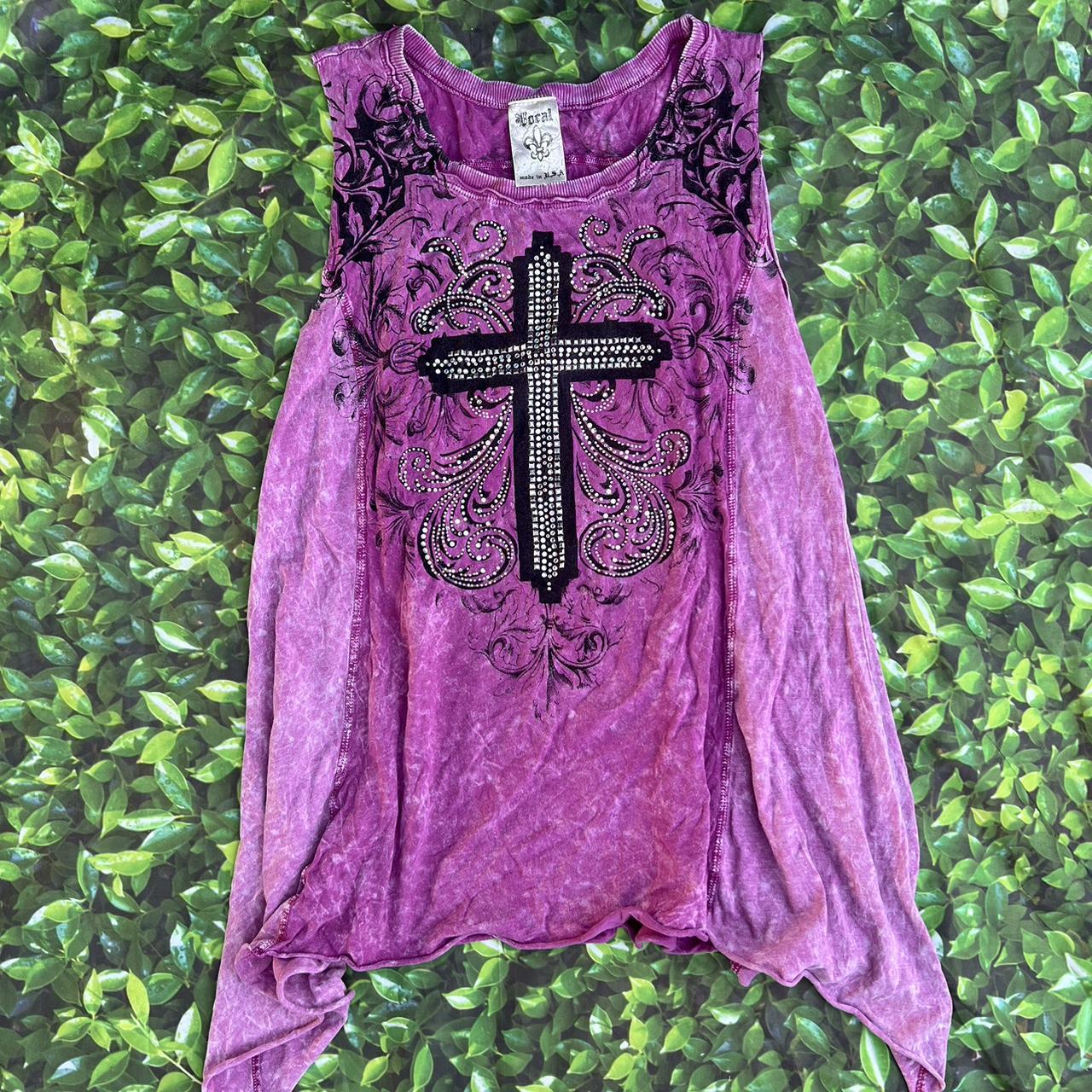 Y2k Grunge Oversized Magenta Flowy Tank Top One Depop