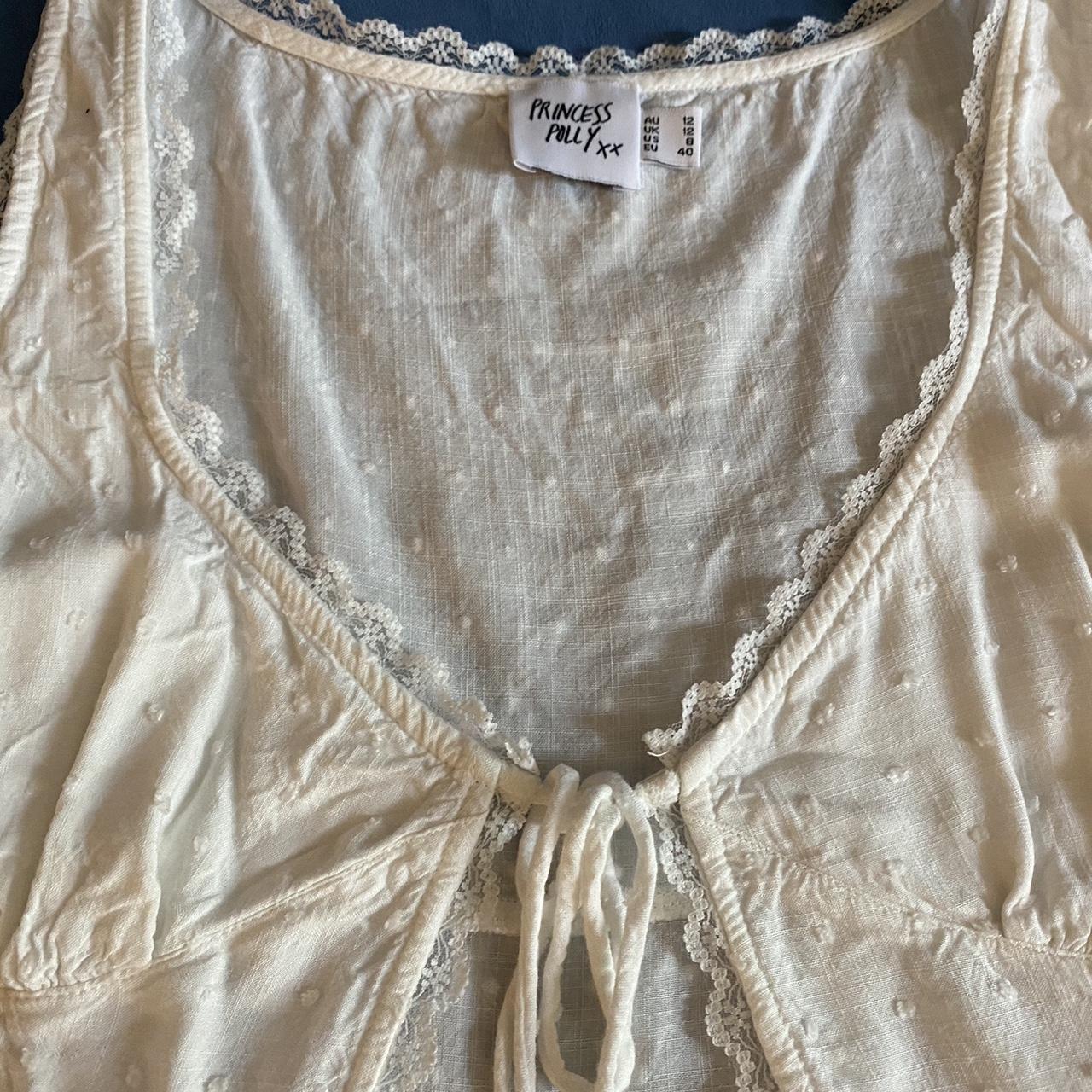 Princess Polly Tie Front Top white/cream color no... - Depop