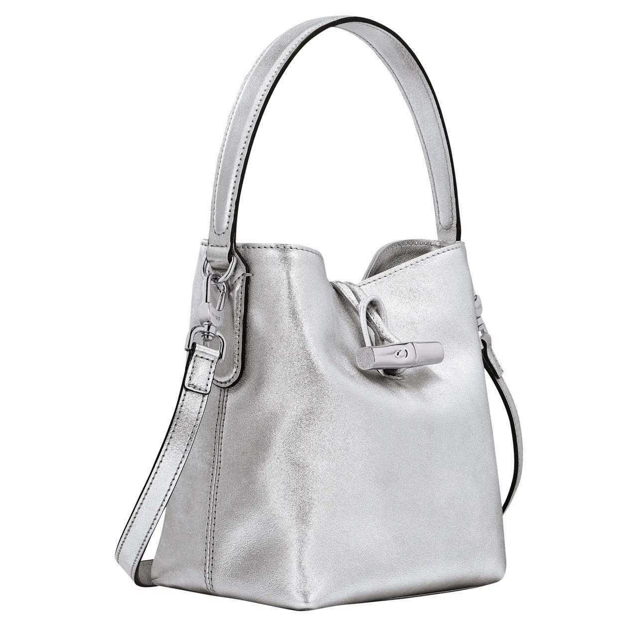 Longchamp le roseau xs bucket bag In silver / never... | Depop