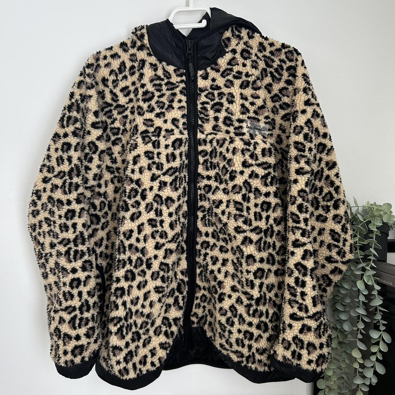 Urban Outfitters leopard print borg fleece jacket... - Depop