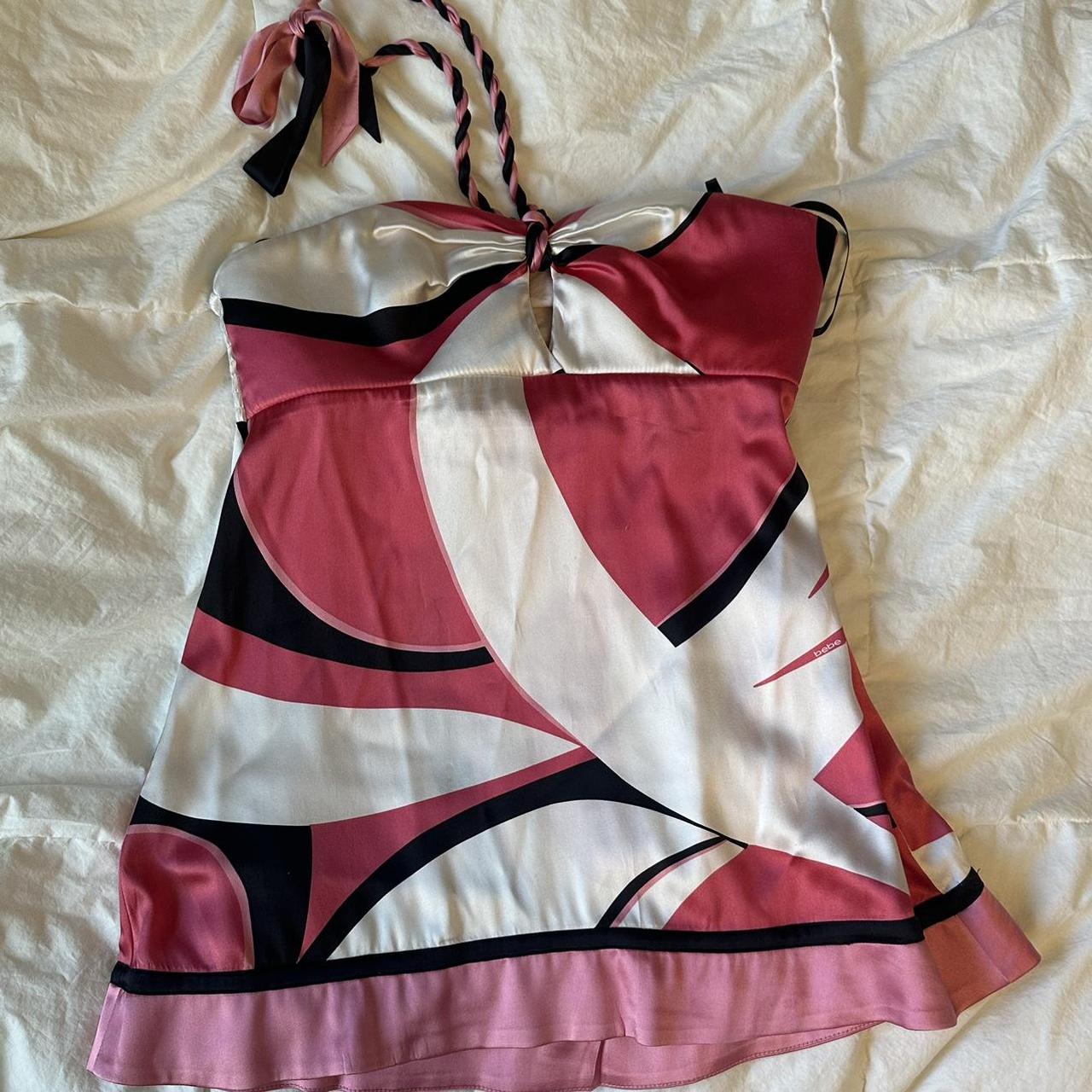 bebe pink halter top super cute perfect condition... - Depop