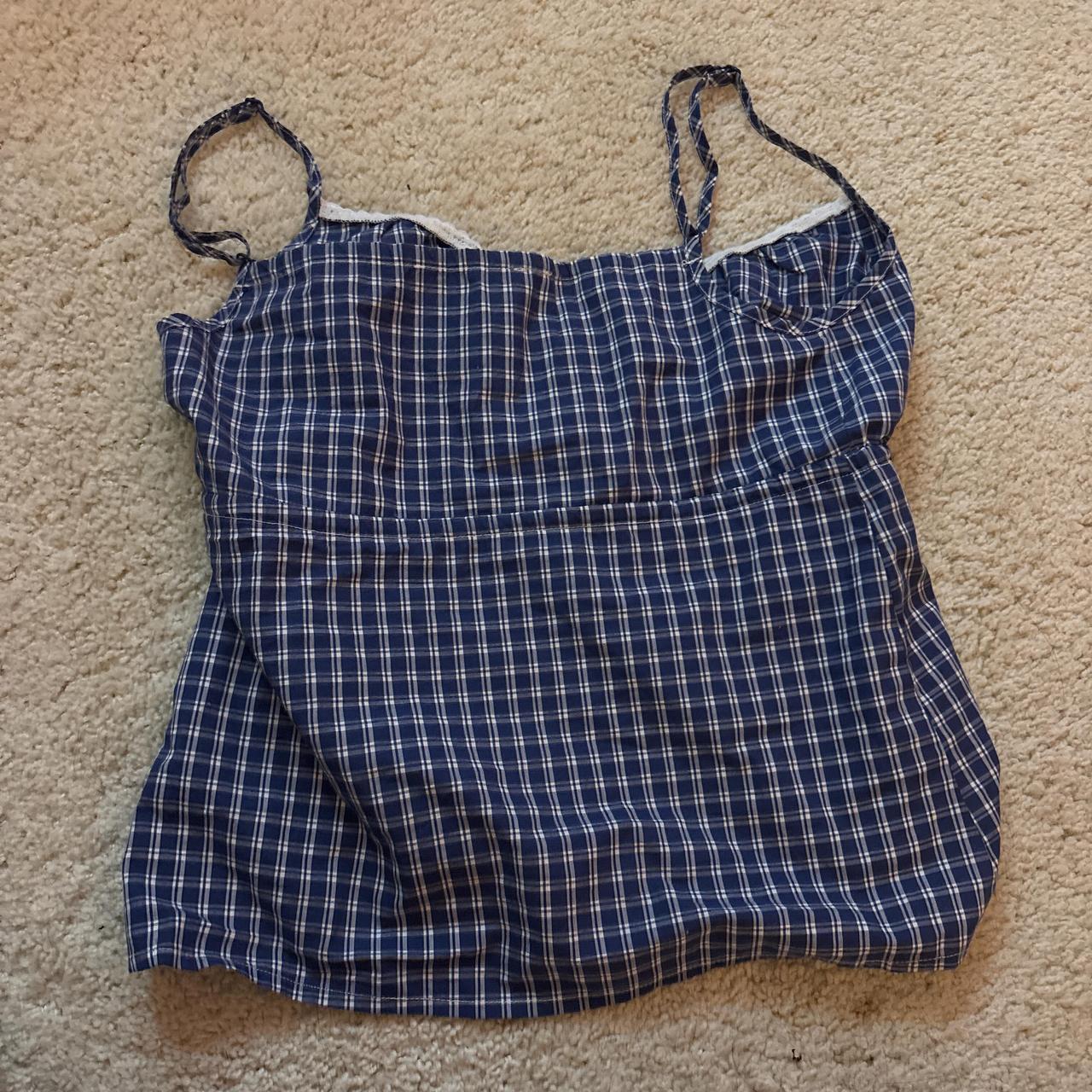 brandy mellvile blue plaid tank top flowy #brandy... | Depop